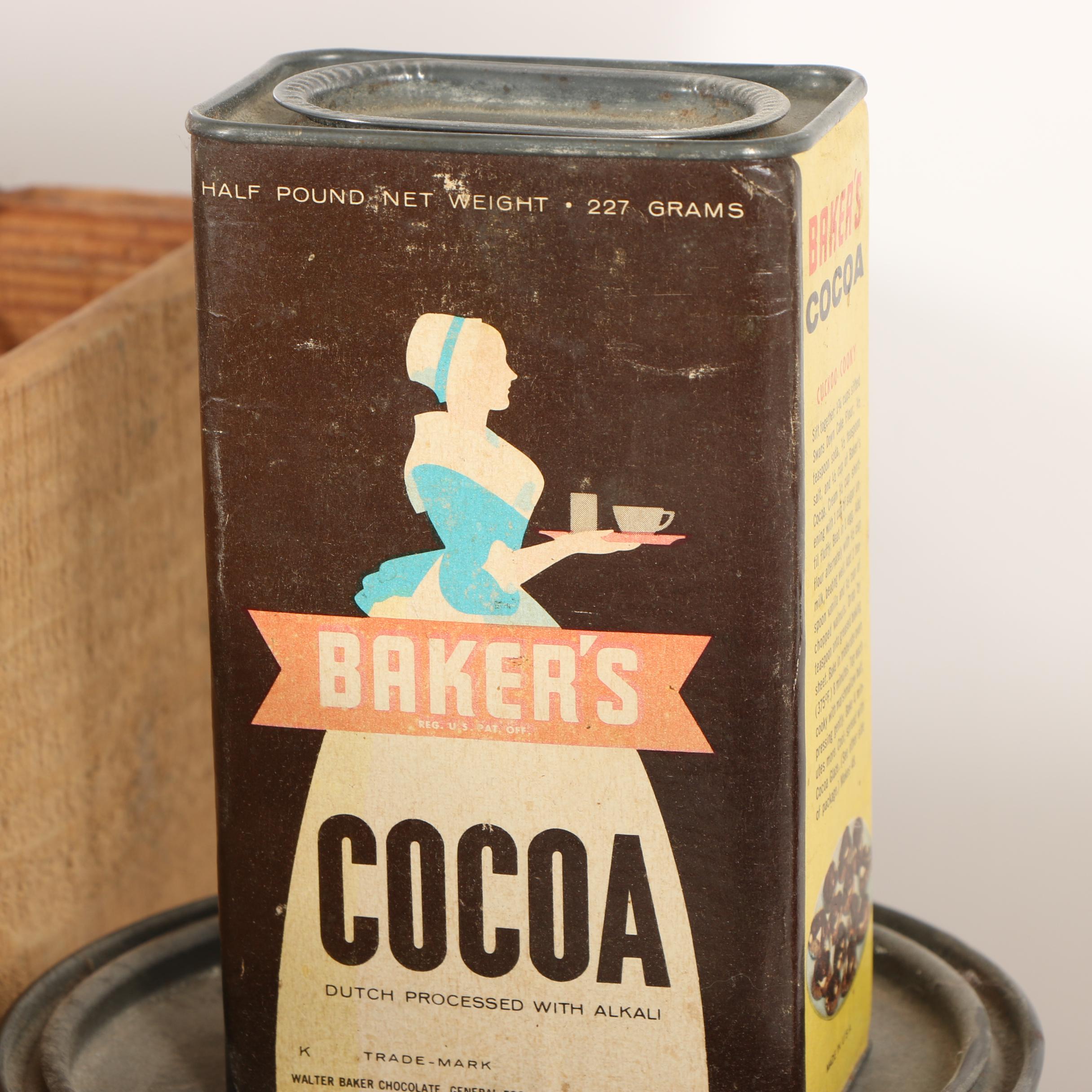 Cascade Apple Crate with Other Household Tins and Goods, Vintage | EBTH