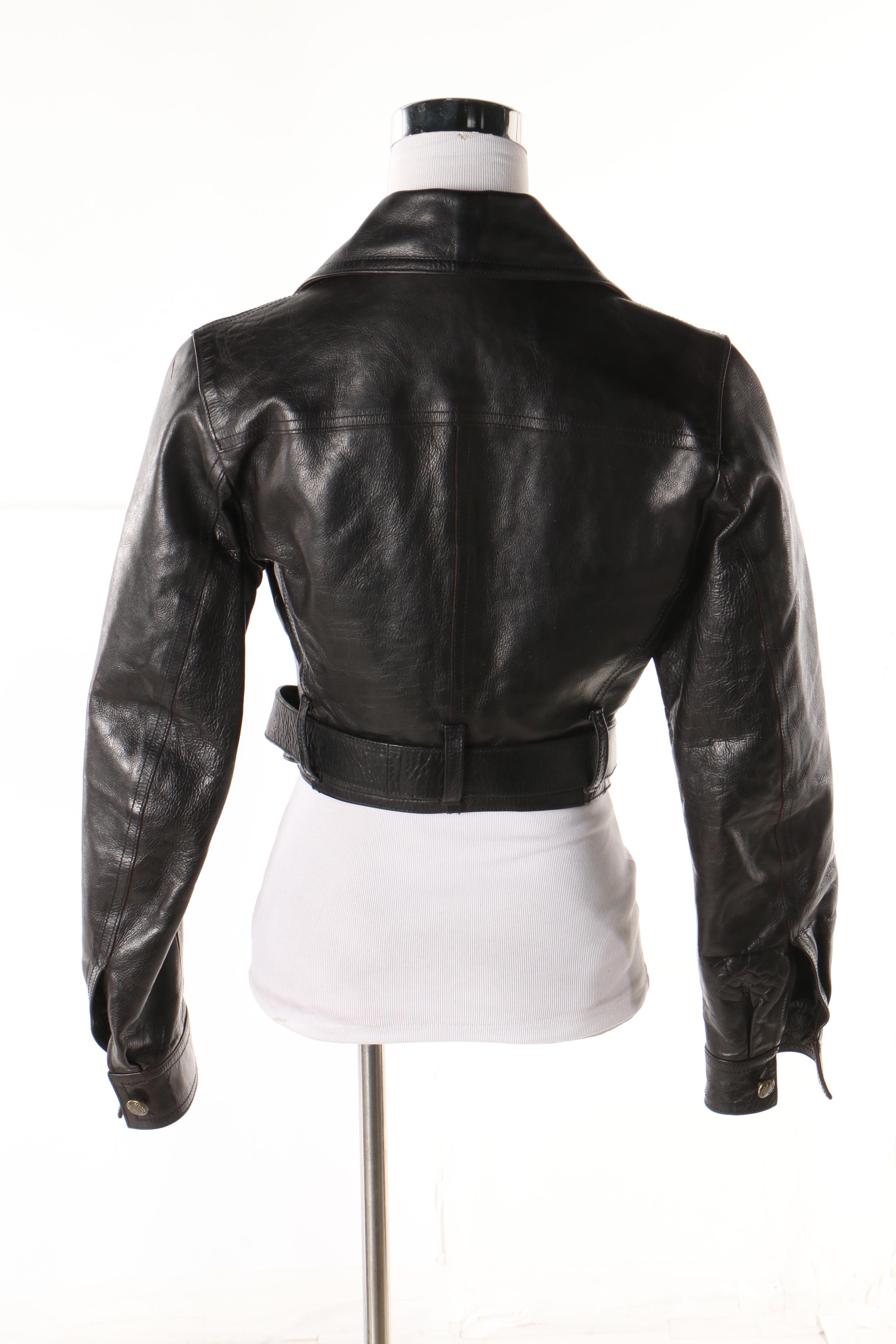 Prada Black Leather Motorcycle Cropped Jacket, Made in Italy | EBTH