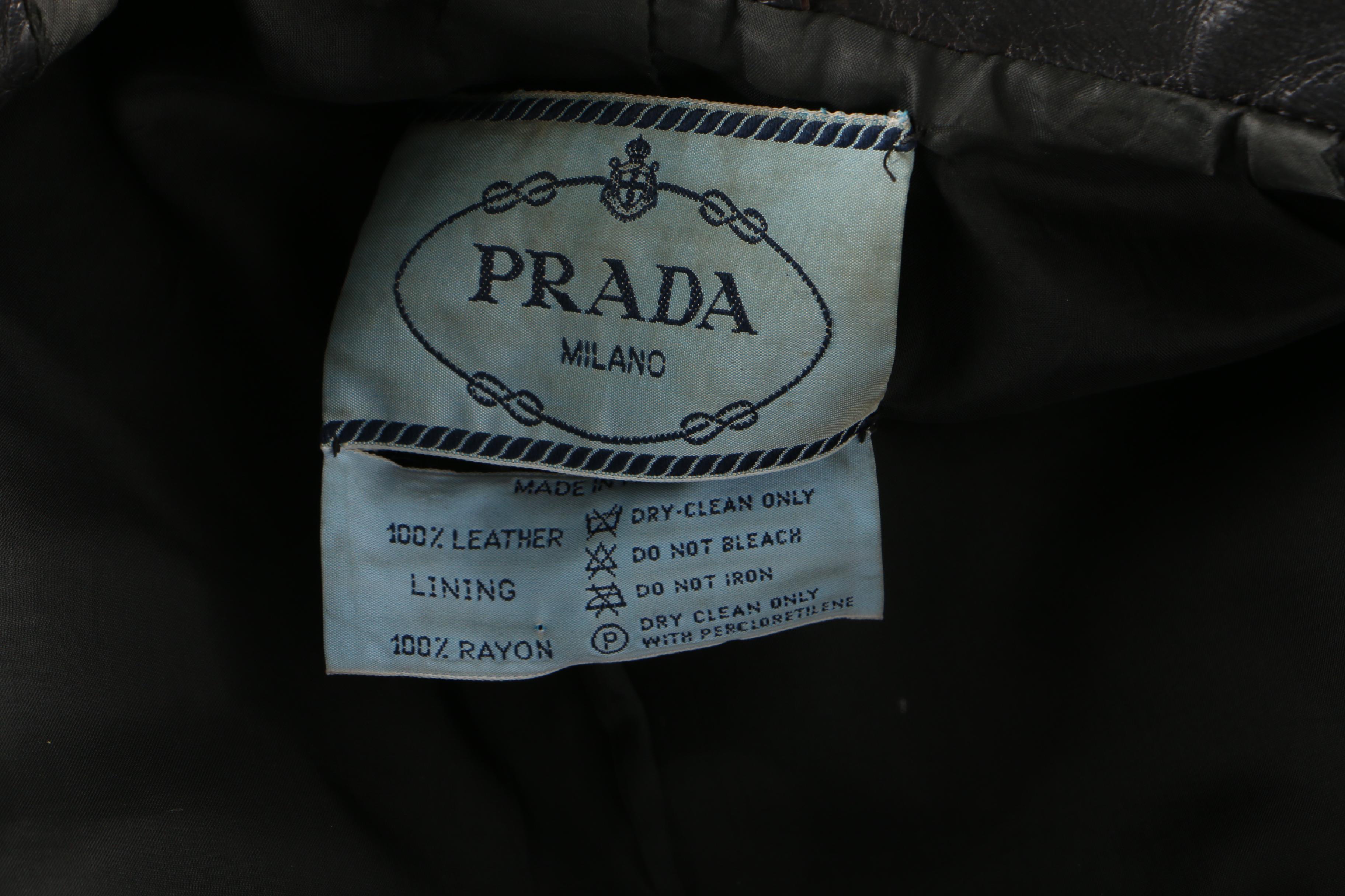 Prada Black Leather Motorcycle Cropped Jacket, Made in Italy | EBTH