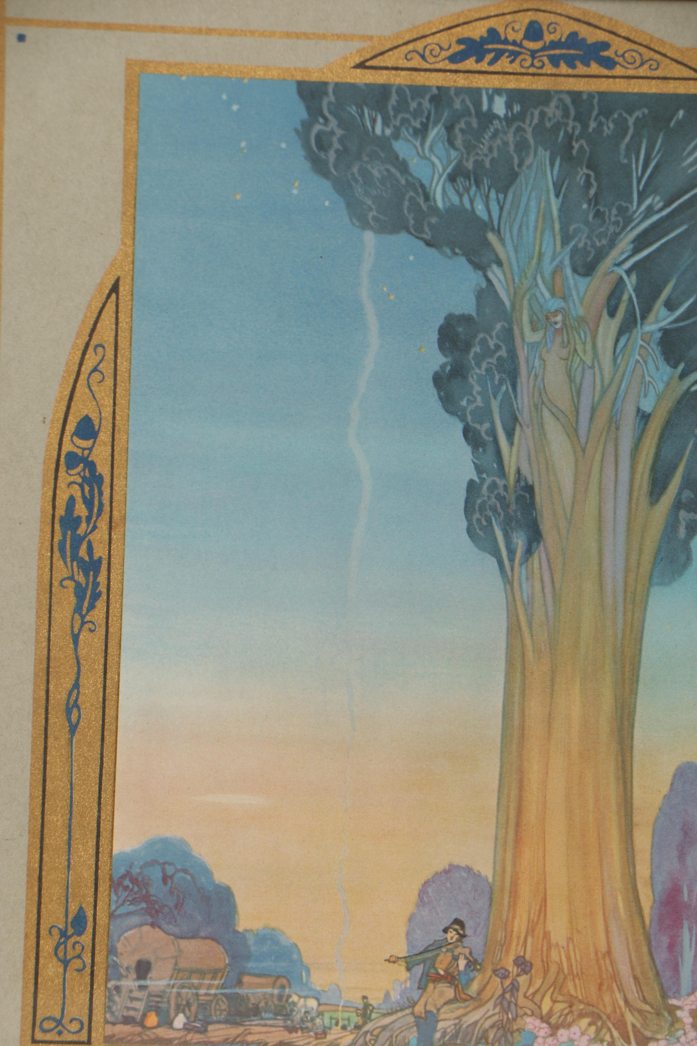 Art Deco Lithograph Joyce Kilmer Poem "Trees" with Artwork after Lee ...