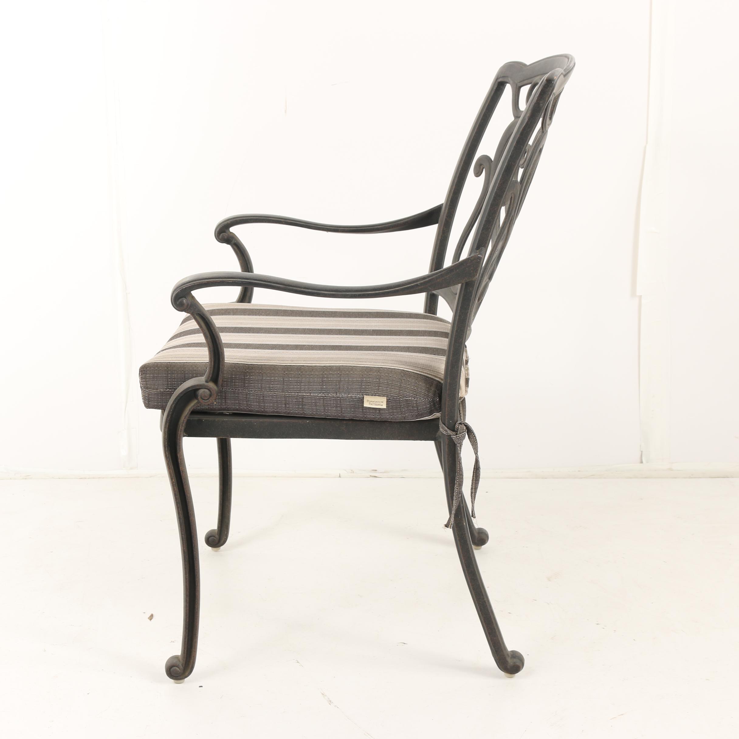 Metal Patio Chairs with Plantation Patterns Seat Cushions, 21st Century ...
