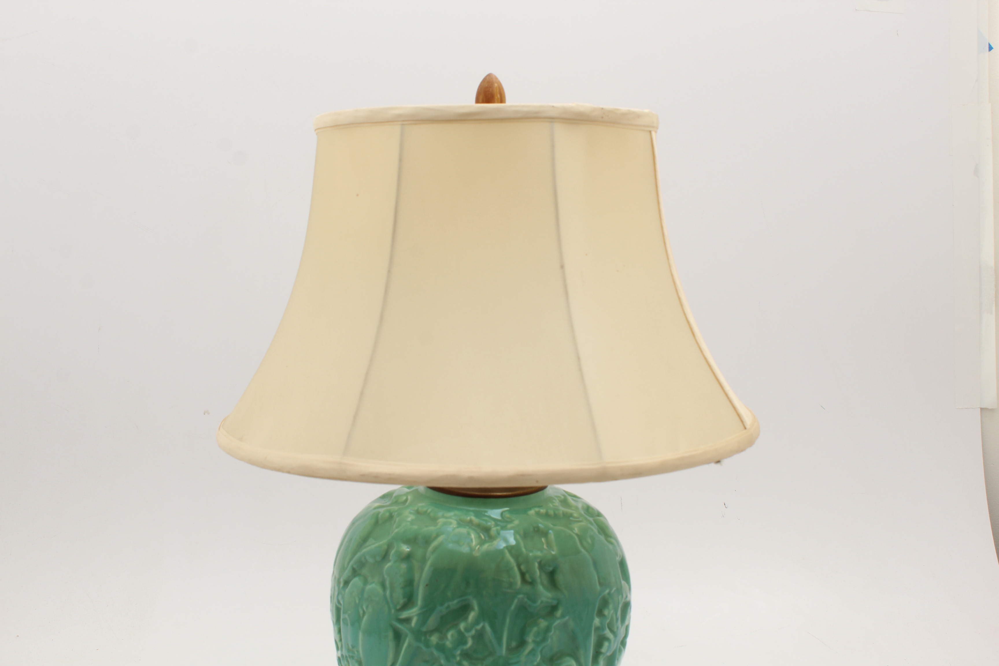 Converted Green Glazed Ceramic "Love Birds" Vase Table Lamp Attributed ...
