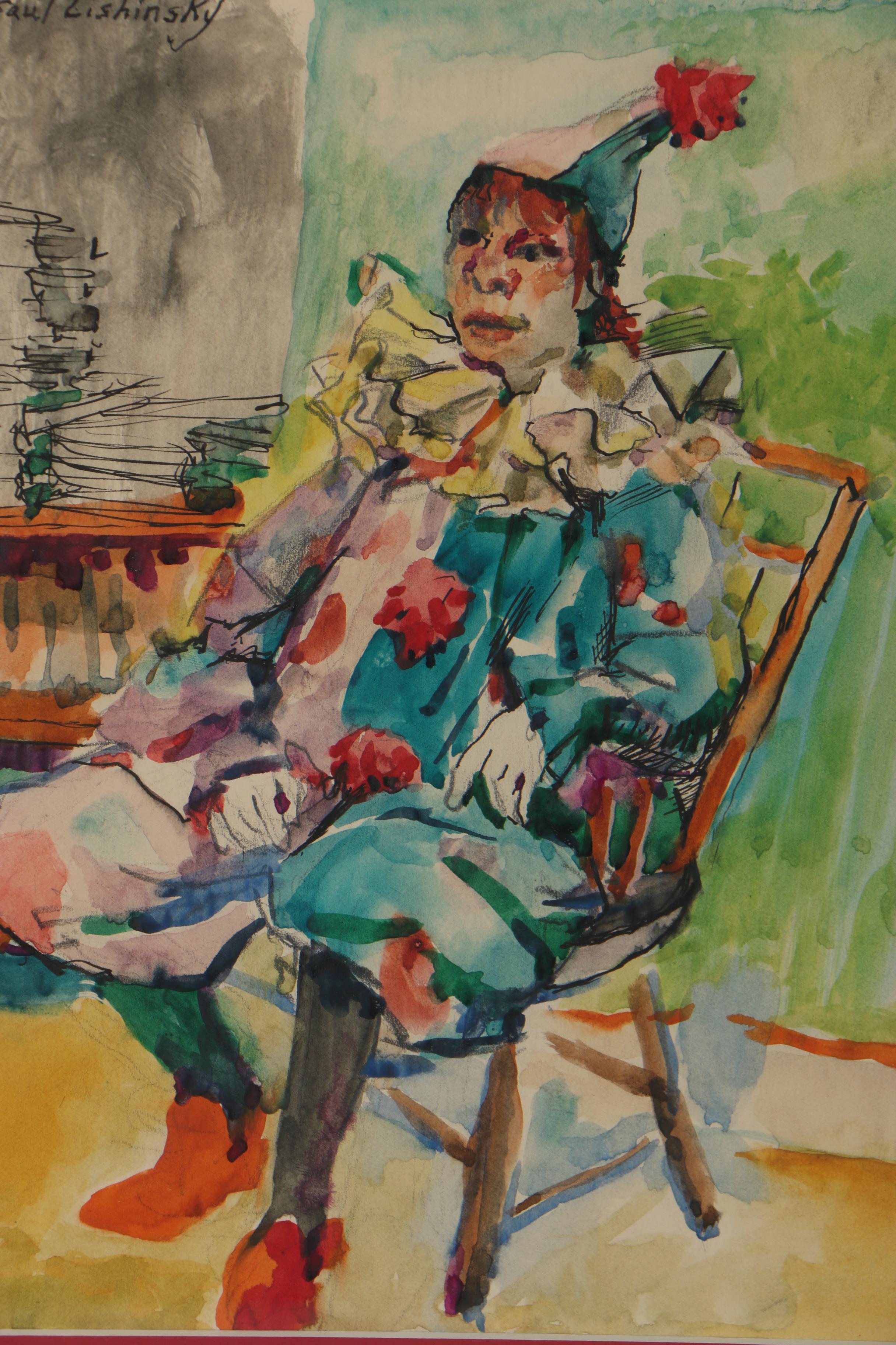 Saul Lishinsky Watercolor Painting of Clown | EBTH