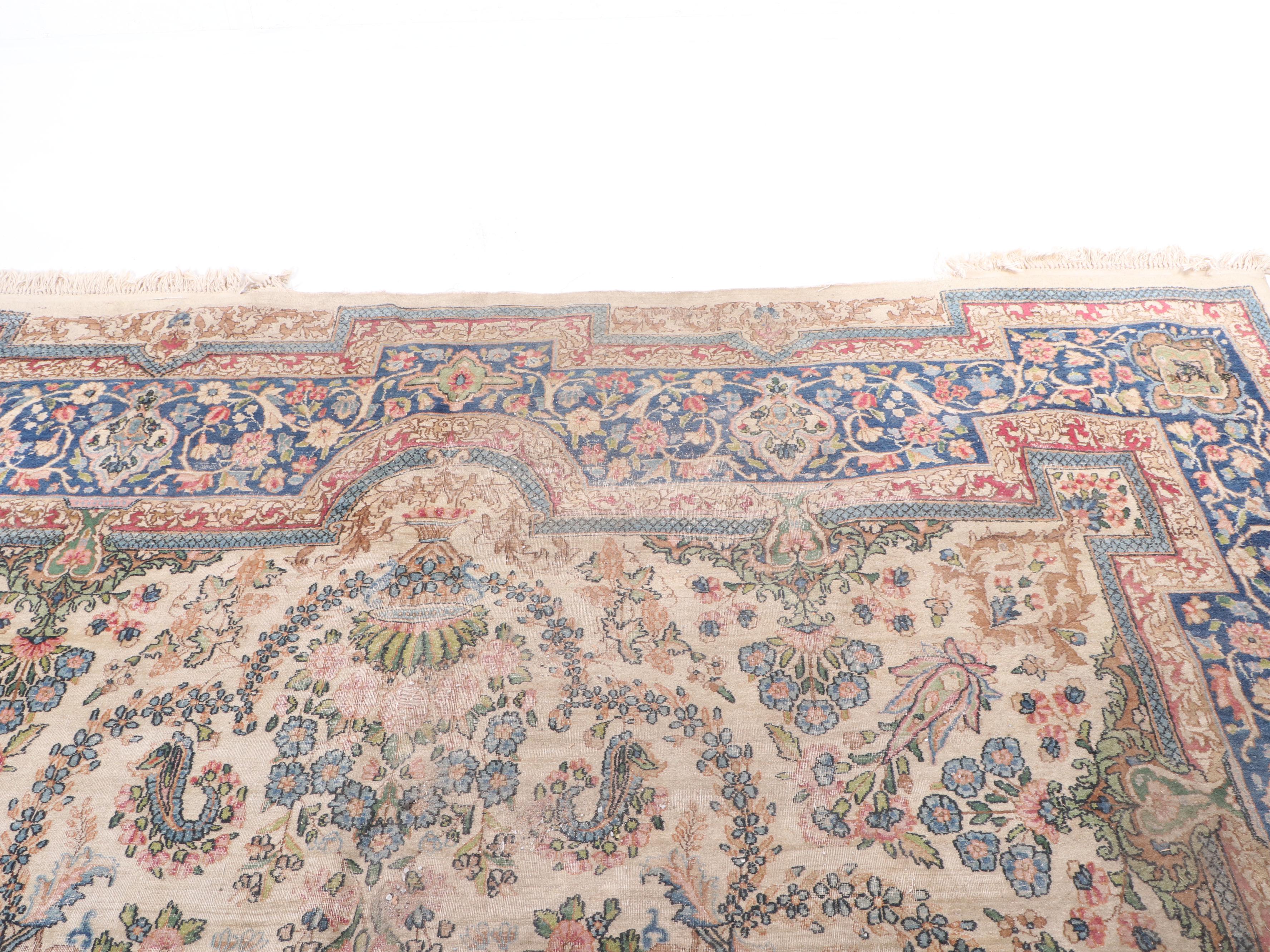Hand-Knotted Persian Kerman Room Sized Rug | EBTH