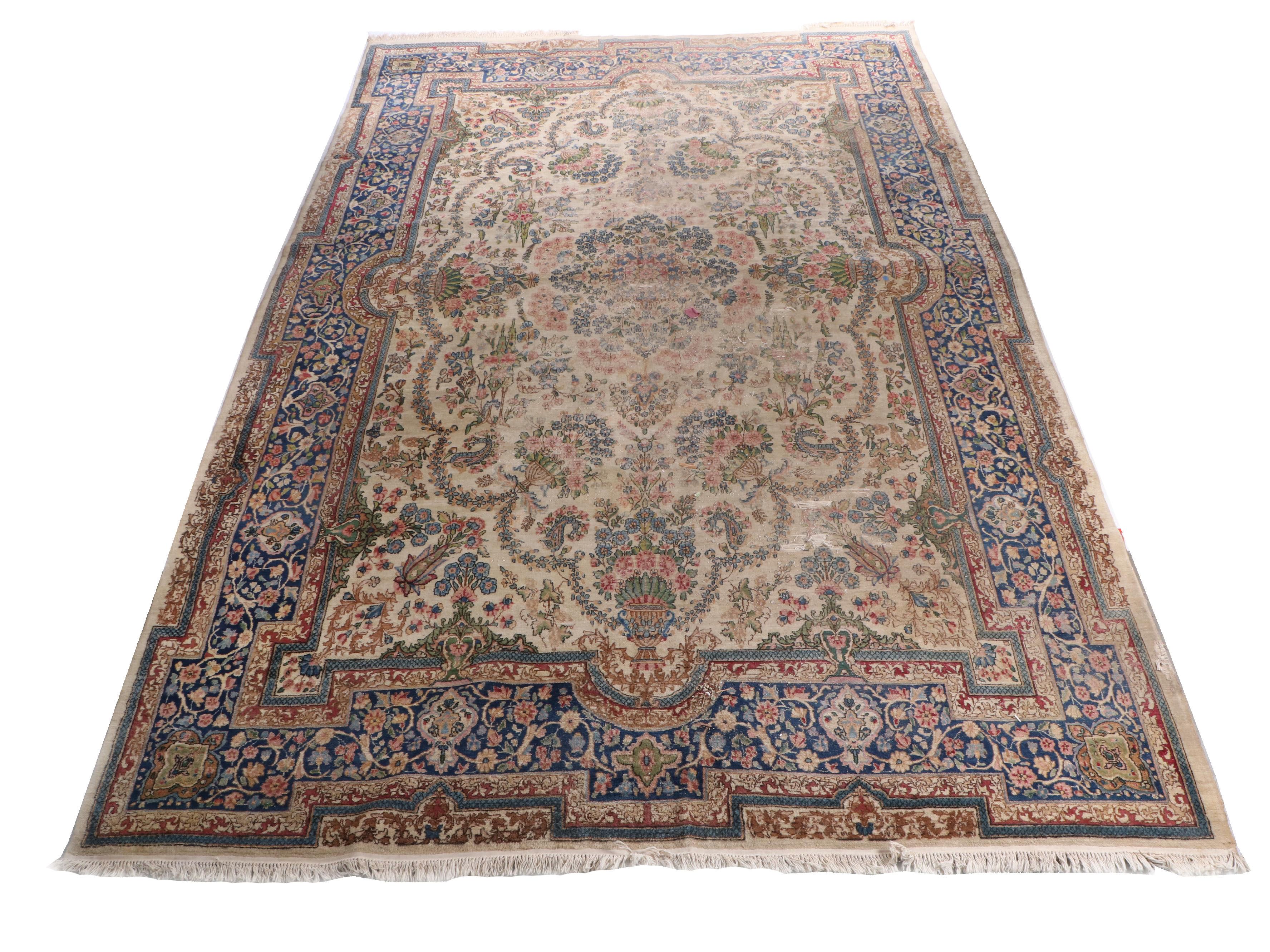 Hand-Knotted Persian Kerman Room Sized Rug | EBTH