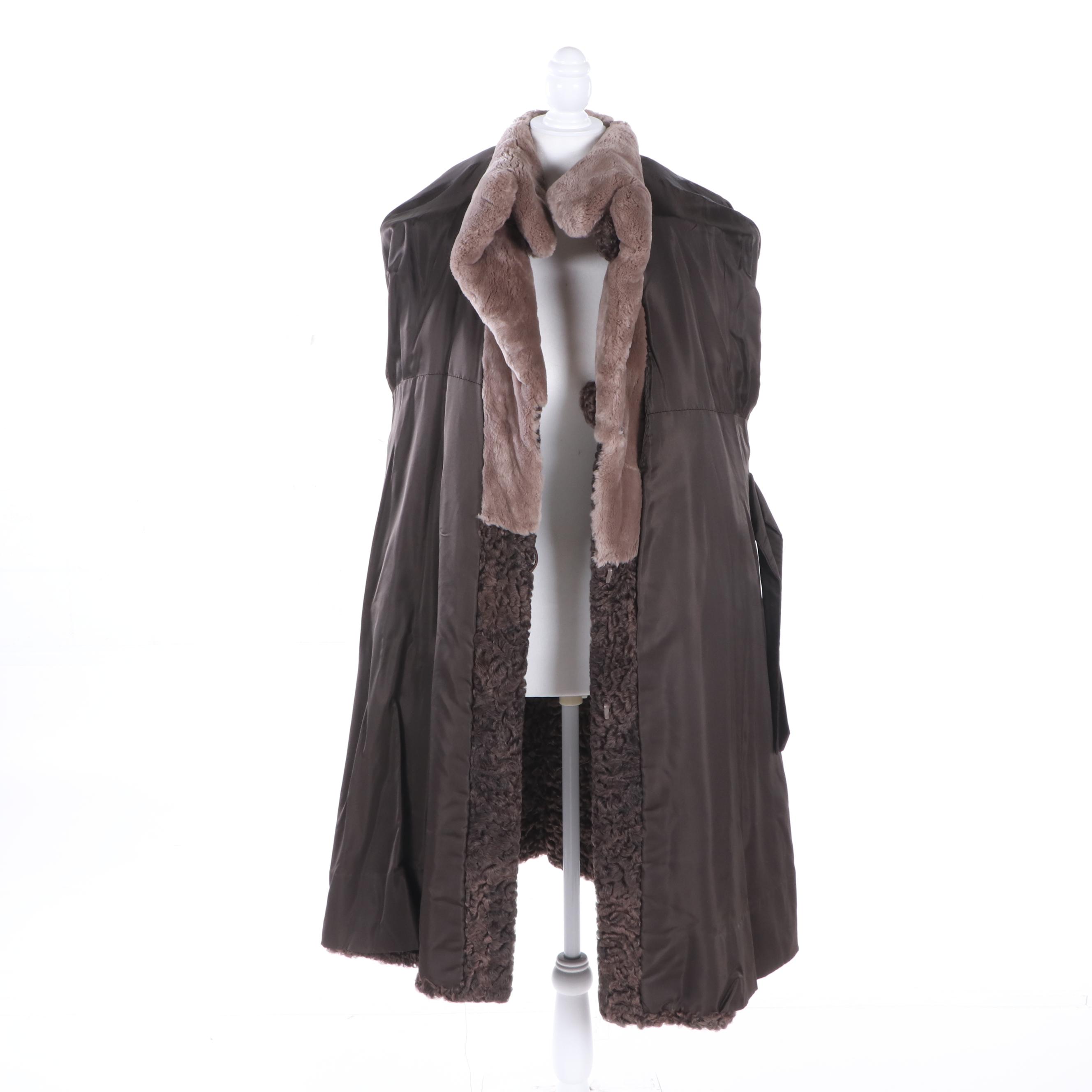 McComber Dyed Sheared Beaver and Dyed Persian Lamb Fur Coat, Made in ...