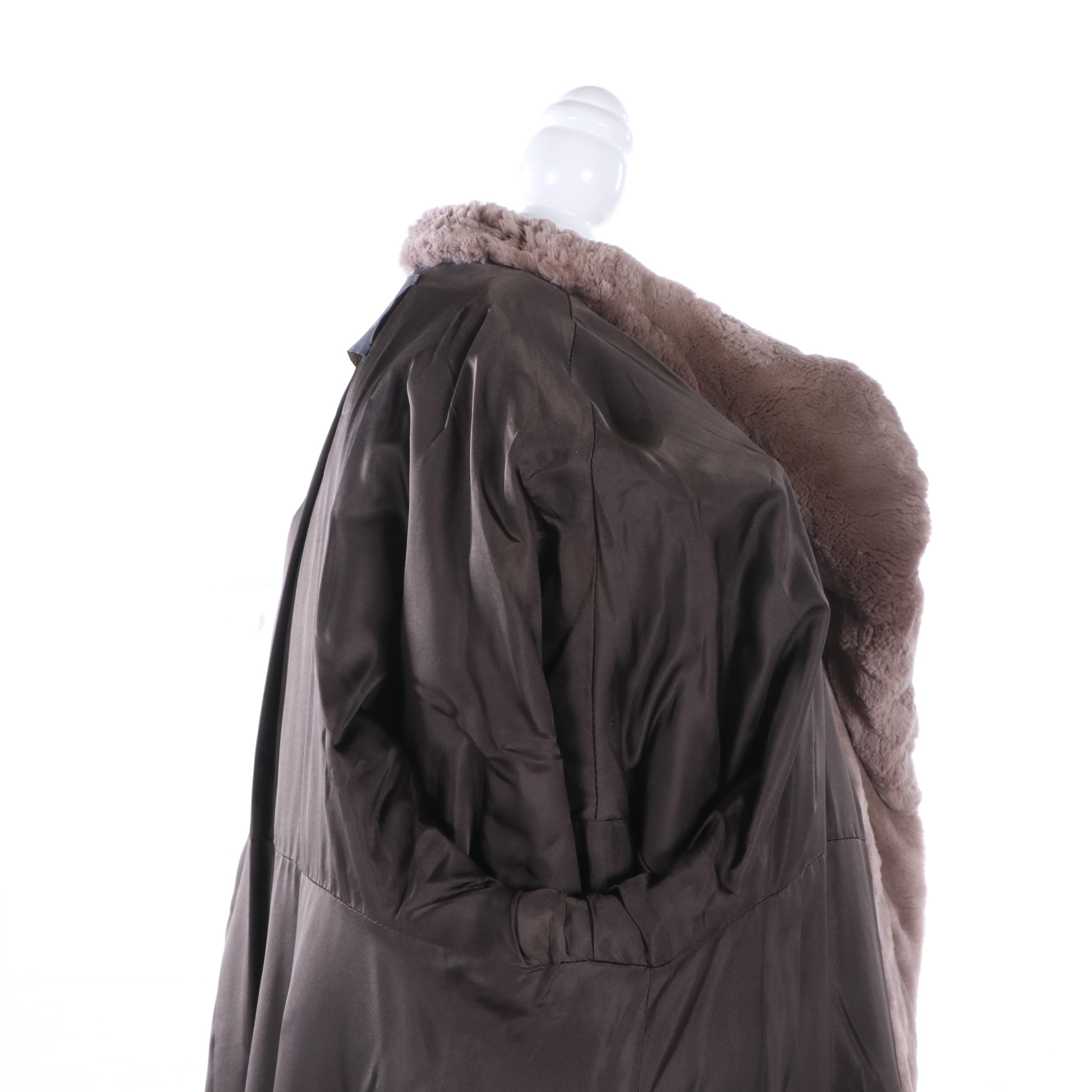 McComber Dyed Sheared Beaver and Dyed Persian Lamb Fur Coat, Made in ...