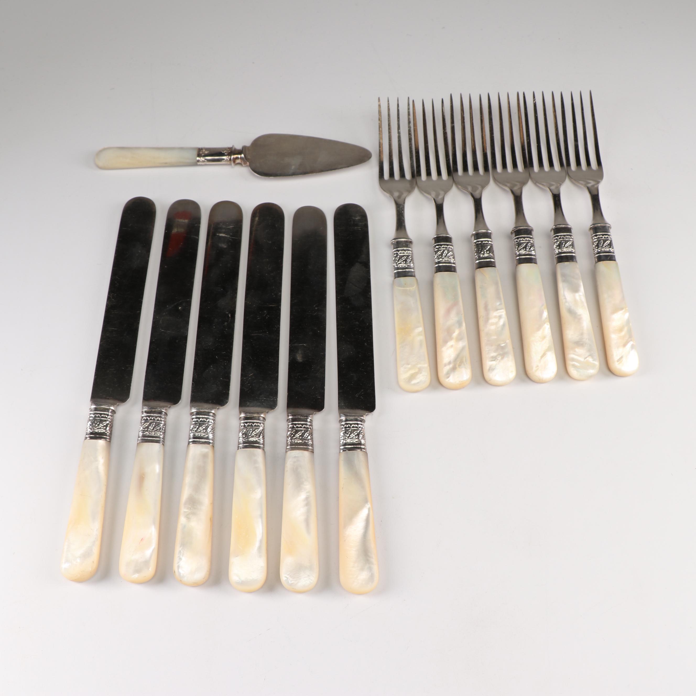 Mother of Pearl Handled Flatware with Sterling Silver Bolster | EBTH