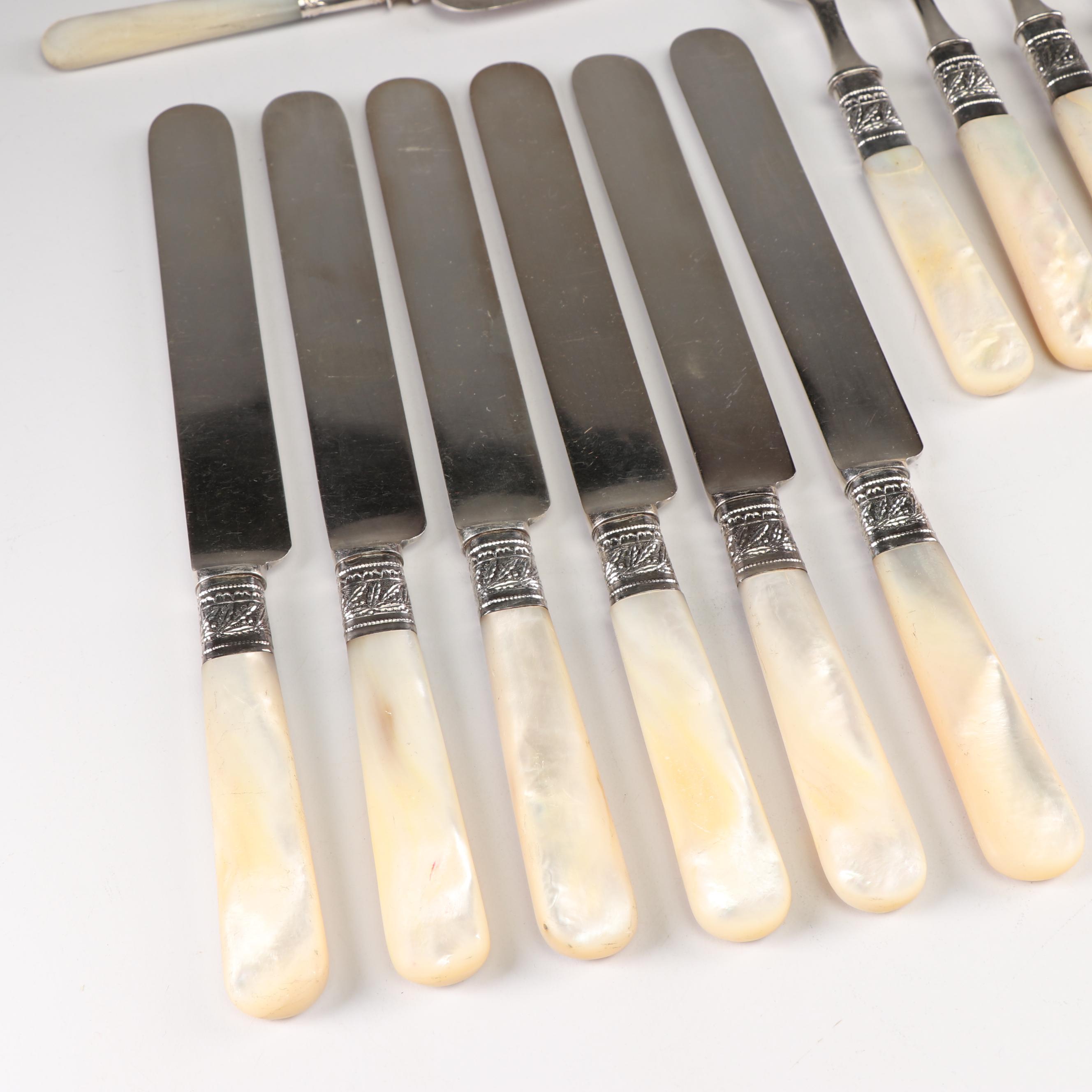 Mother of Pearl Handled Flatware with Sterling Silver Bolster | EBTH