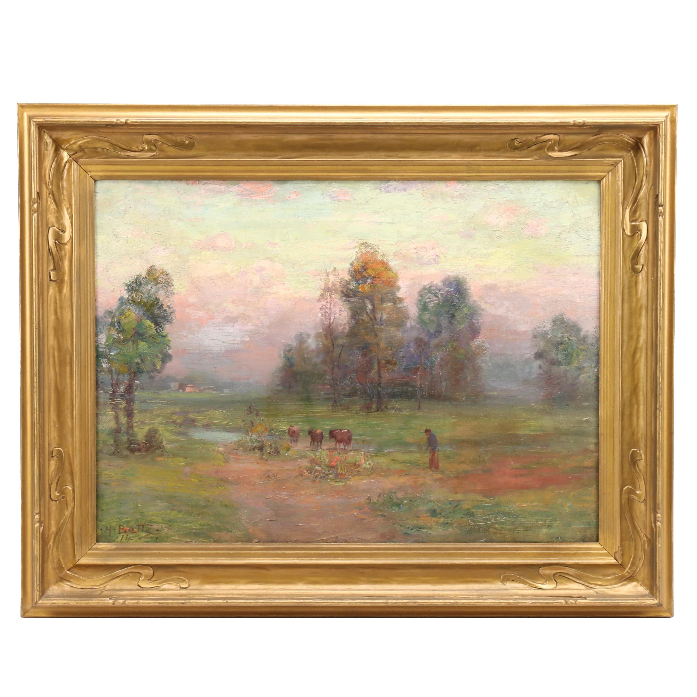 Harold Harrington Betts 1914 Landscape Oil Painting | Everything But ...