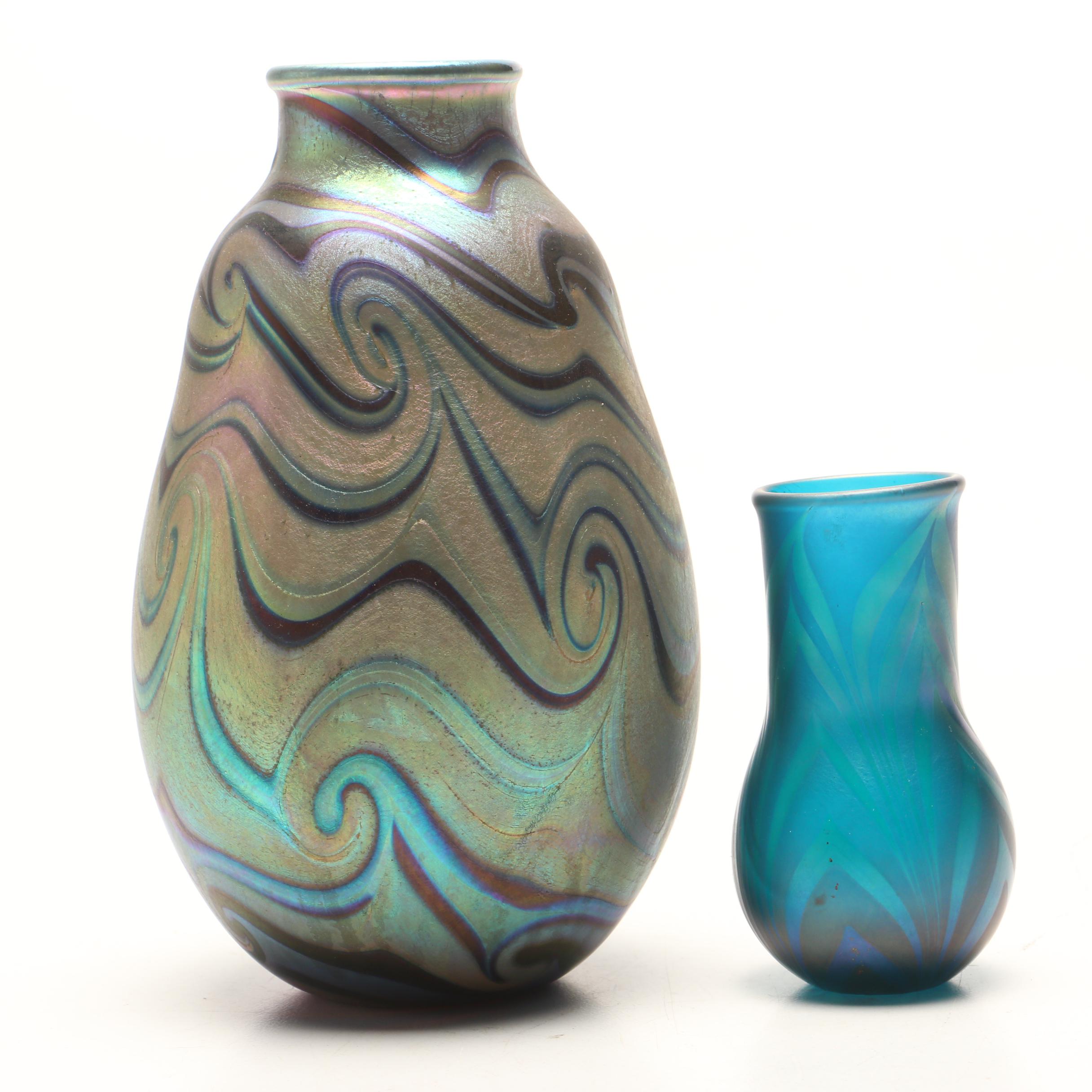 Charles Lotton Art Glass Vases, dated 1976 | EBTH