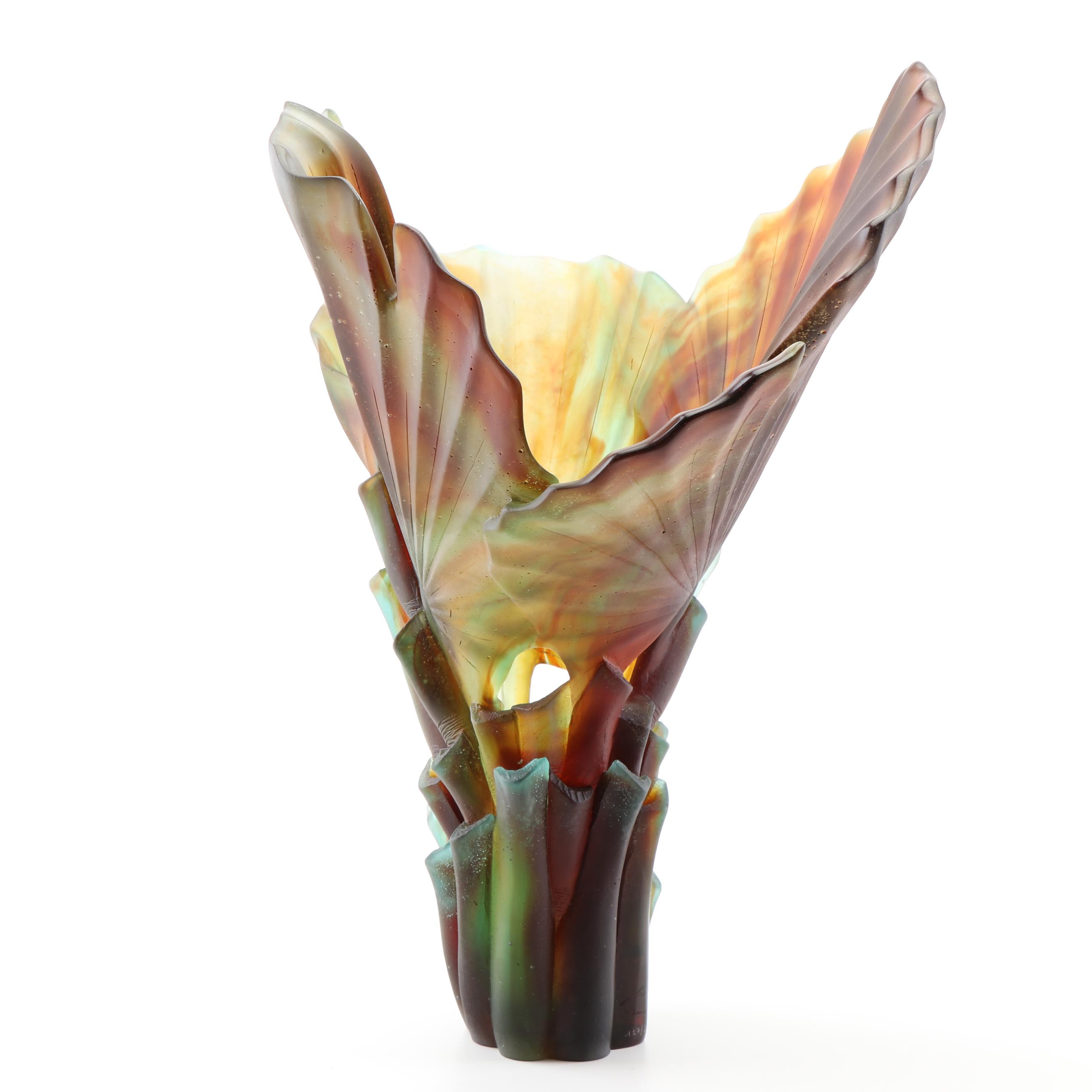 Emilio Robba Daum Pâte-de-Verre Palmier Art Glass Vase | EBTH