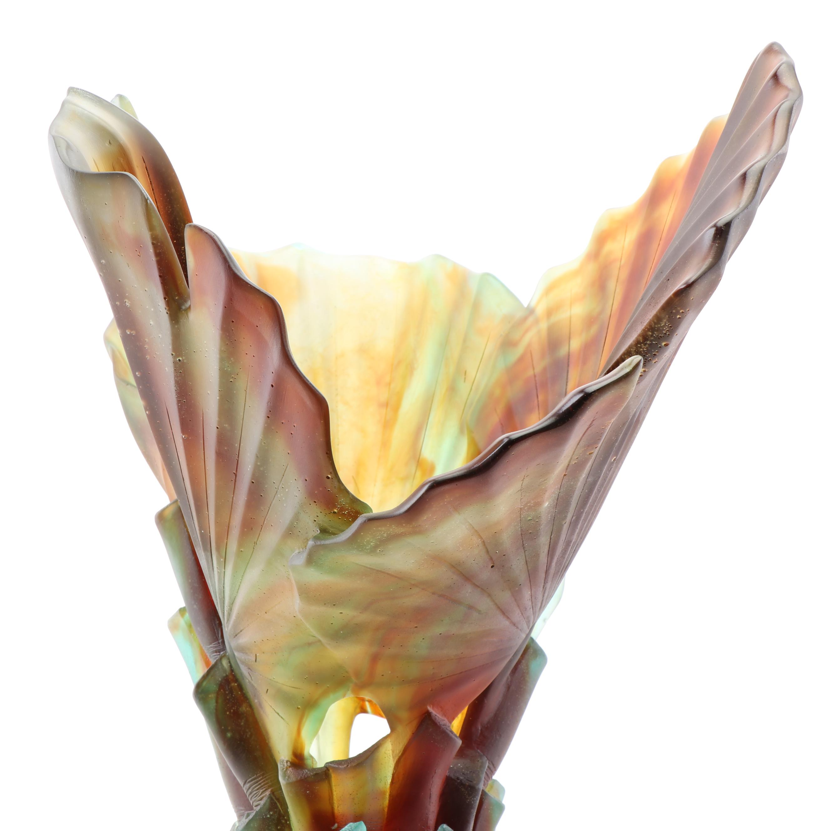 Emilio Robba Daum Pâte-de-Verre Palmier Art Glass Vase | EBTH