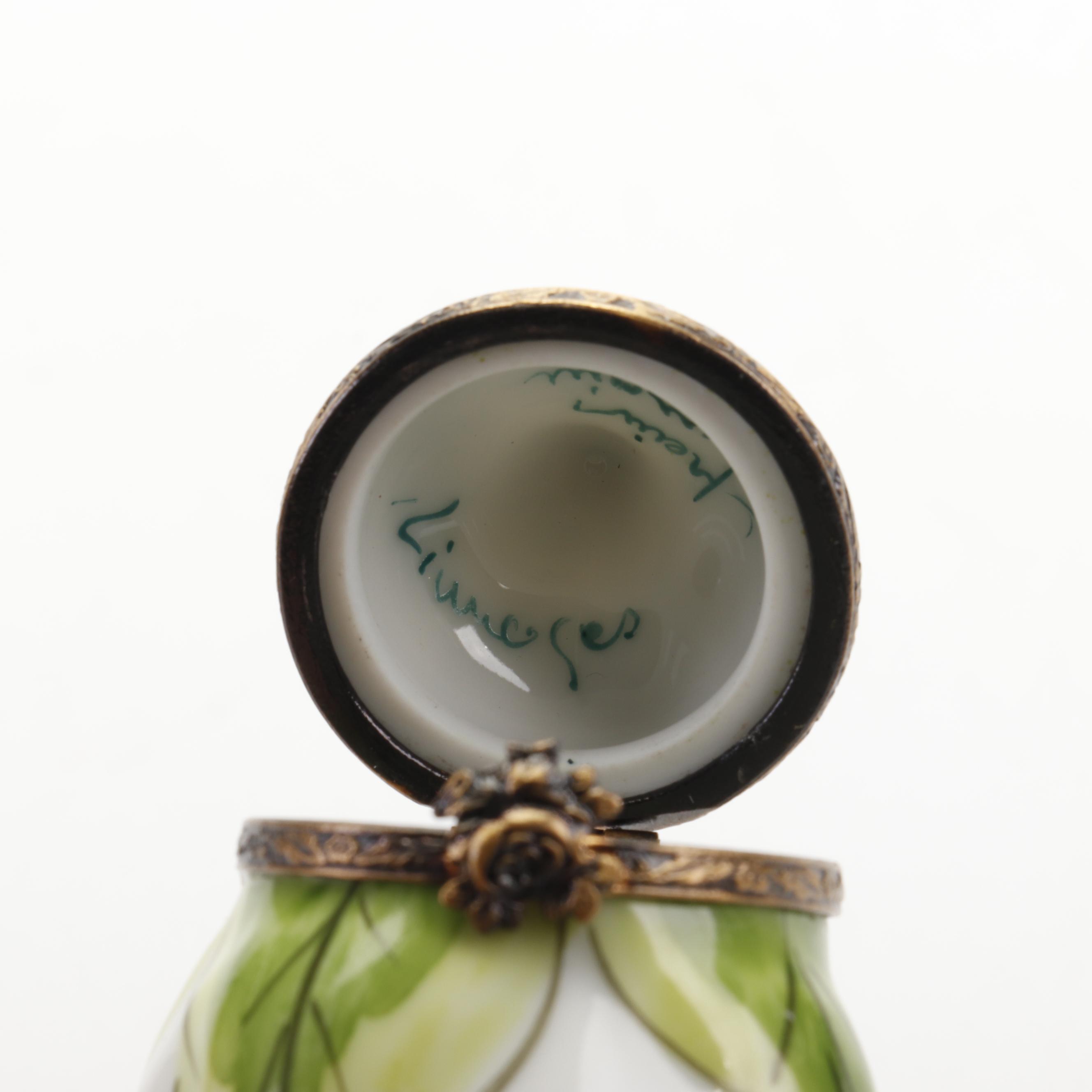 Limoges Hand Painted Rose Bud Flower Trinket Box | Everything But The House