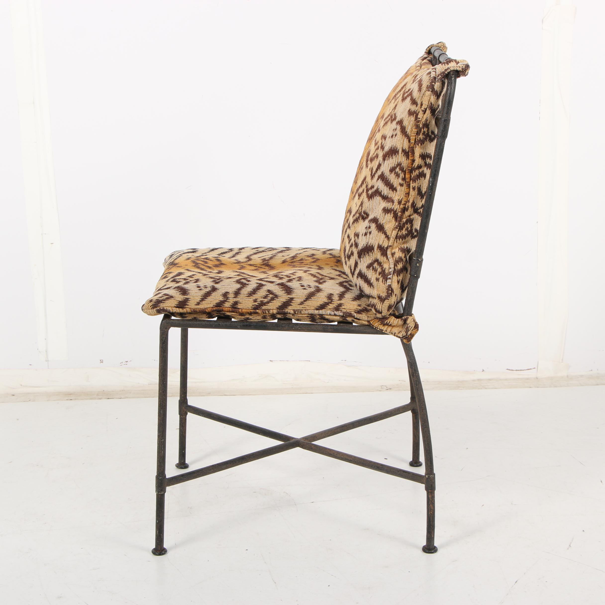 Four Metal Chairs with Leopard Print Cushions | EBTH