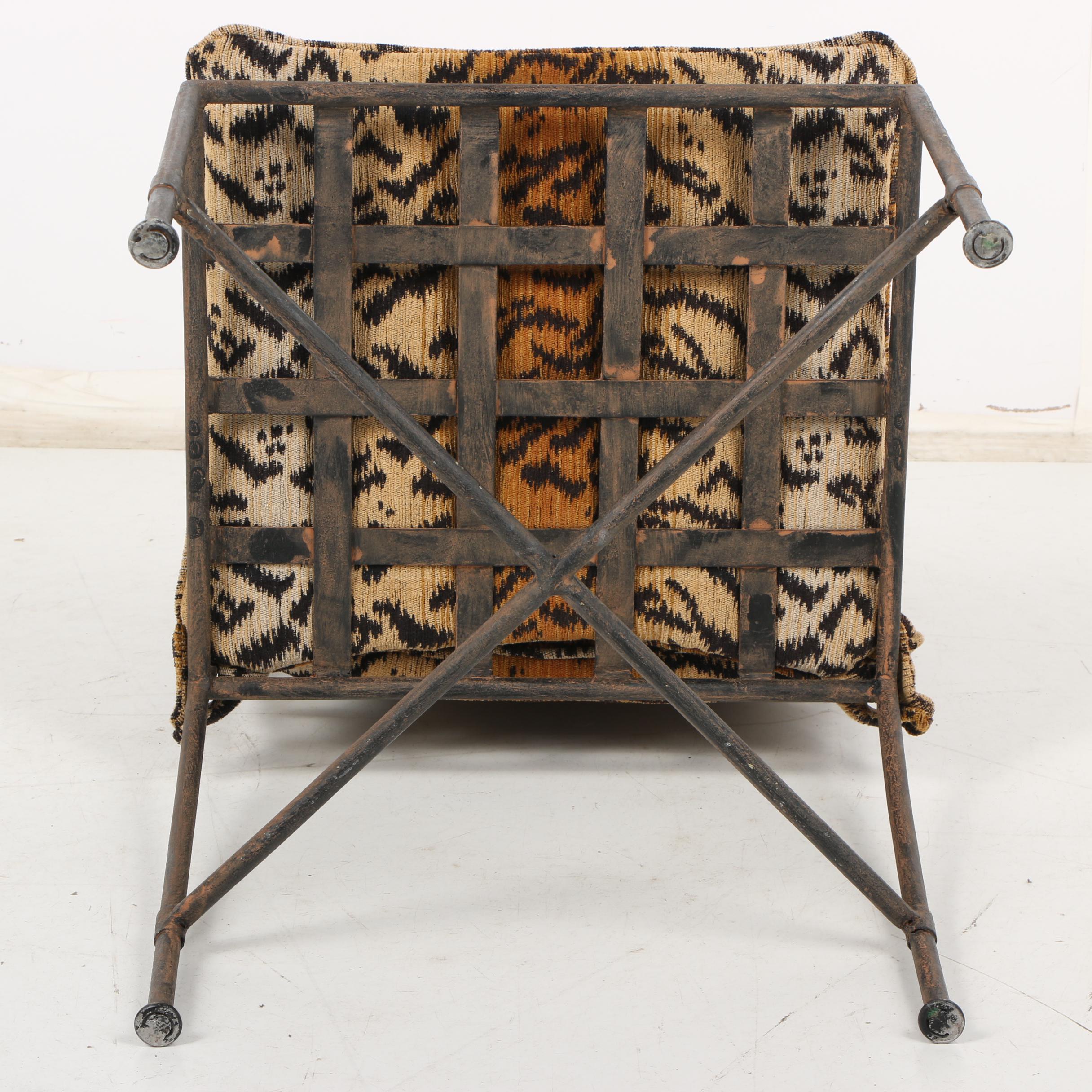 Four Metal Chairs with Leopard Print Cushions | EBTH