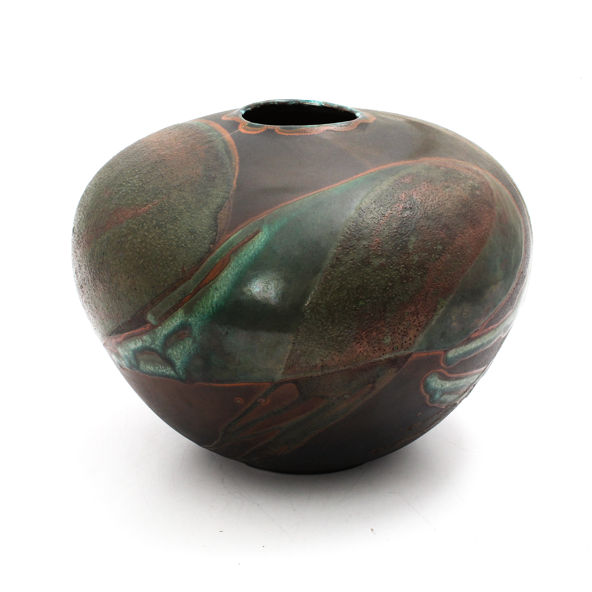 Tony Evans Copper Flashed Raku Stoneware Vase, 1953 | EBTH