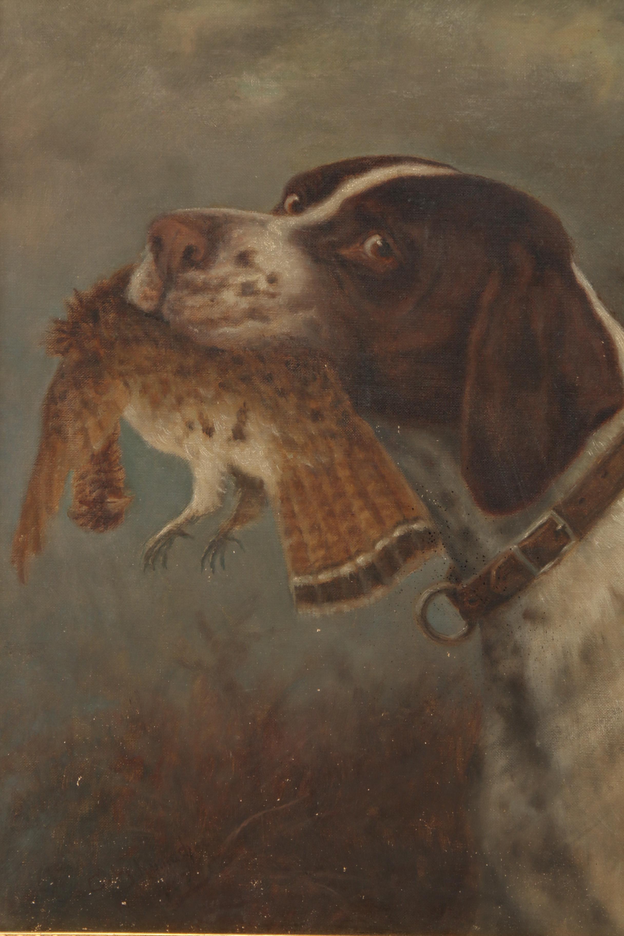 Late 19th Century Oil Painting of English Pointer with Ruffed Grouse | EBTH