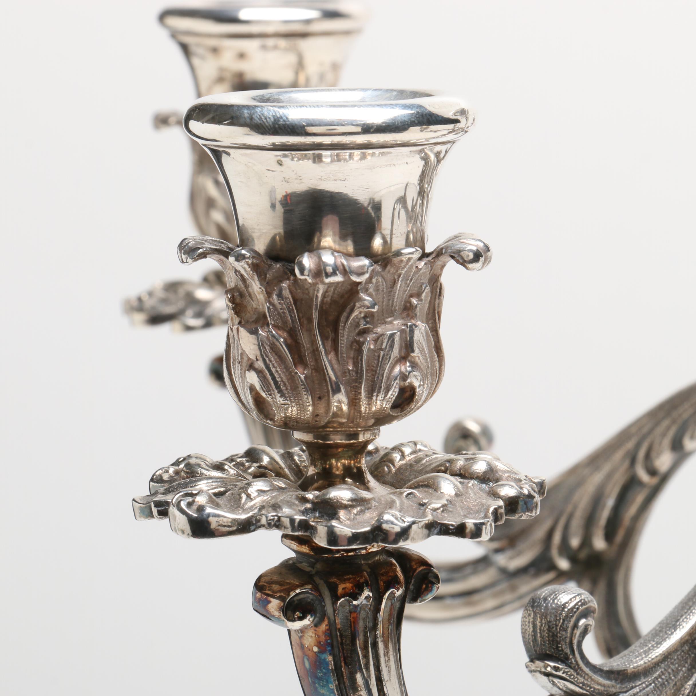 Fassi Arno Italian Rococo Sterling Silver Candelabra and Under Tray ...