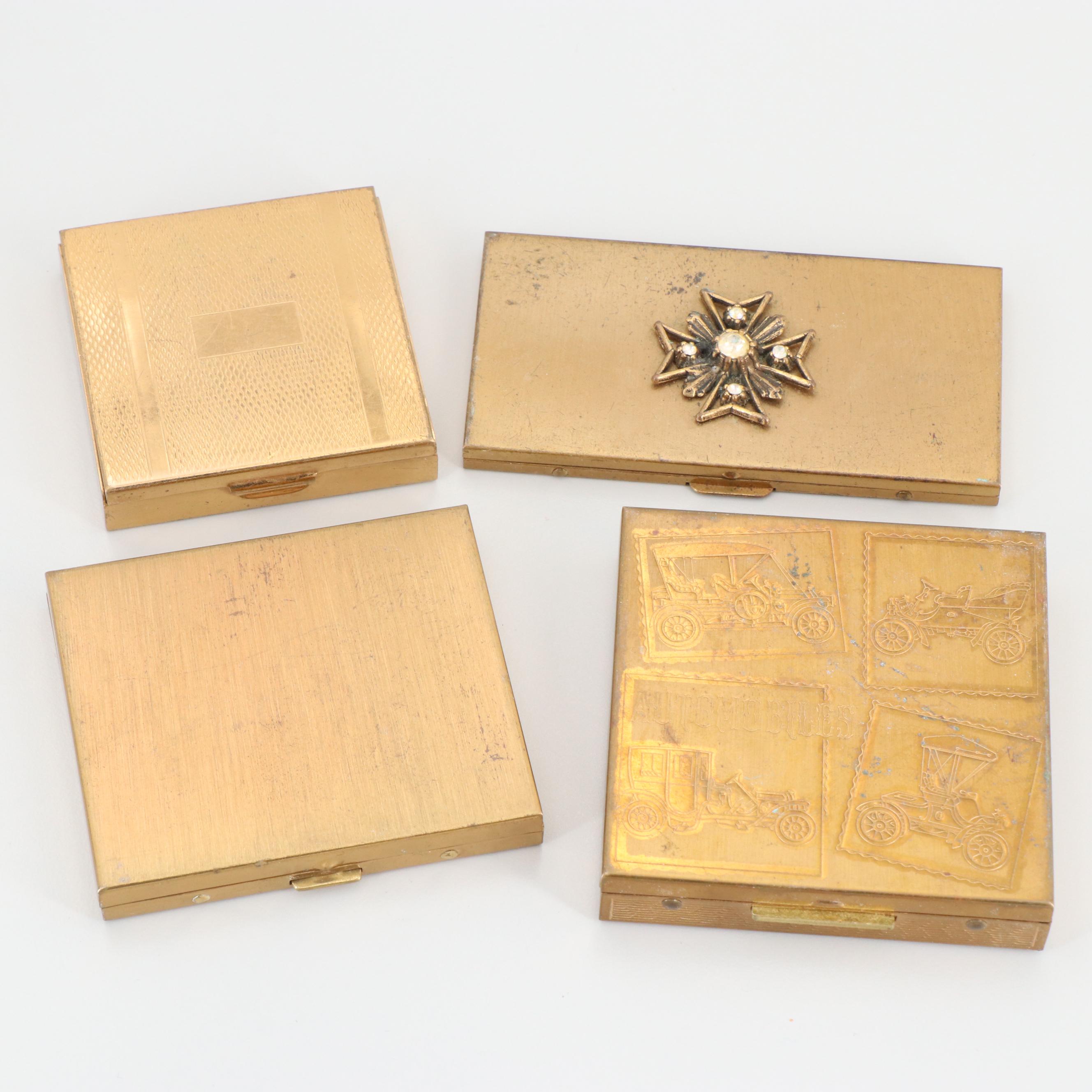 Vintage Compacts with Foilback Glass, Glass and Enamel With Mary ...