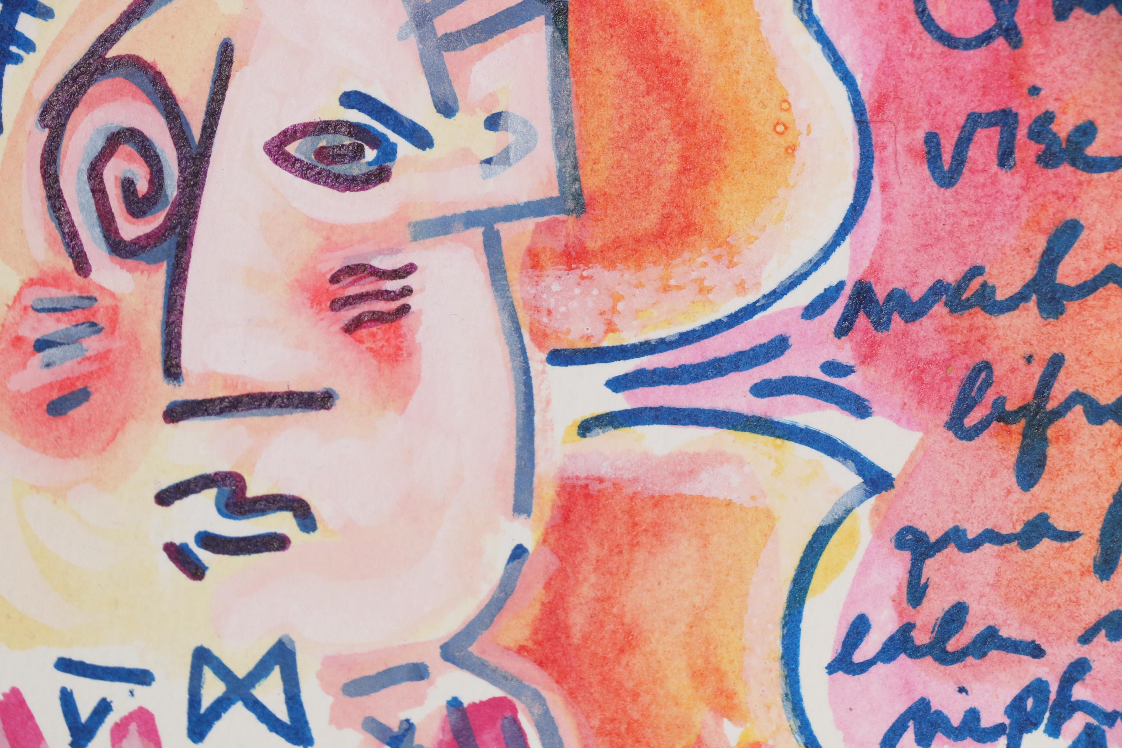 Merle Rosen Portrait Mixed Media Paintings | EBTH