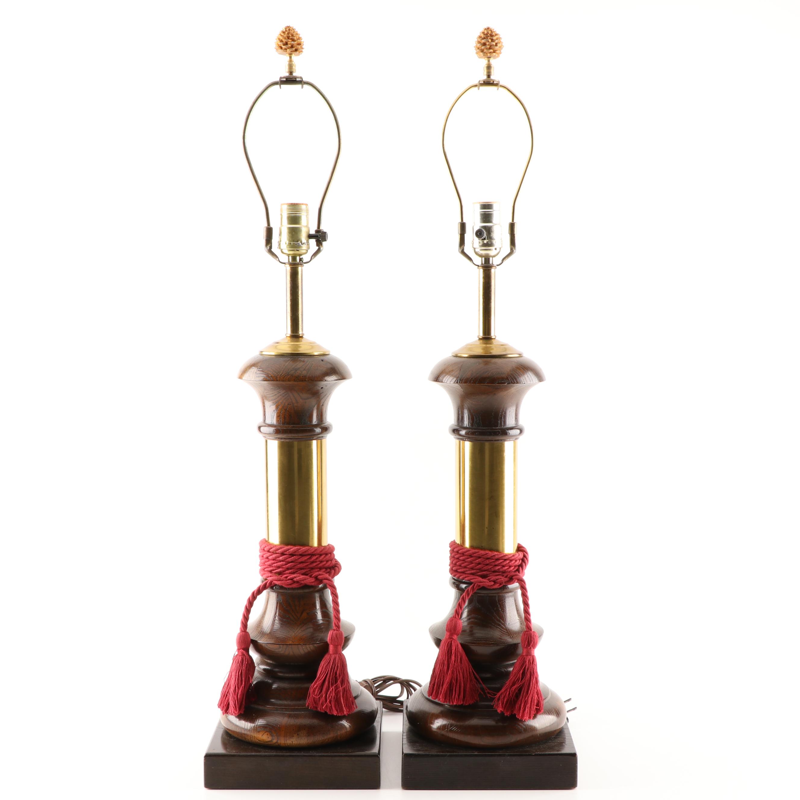 Knob Creek Wood and Brass Table Lamps | EBTH
