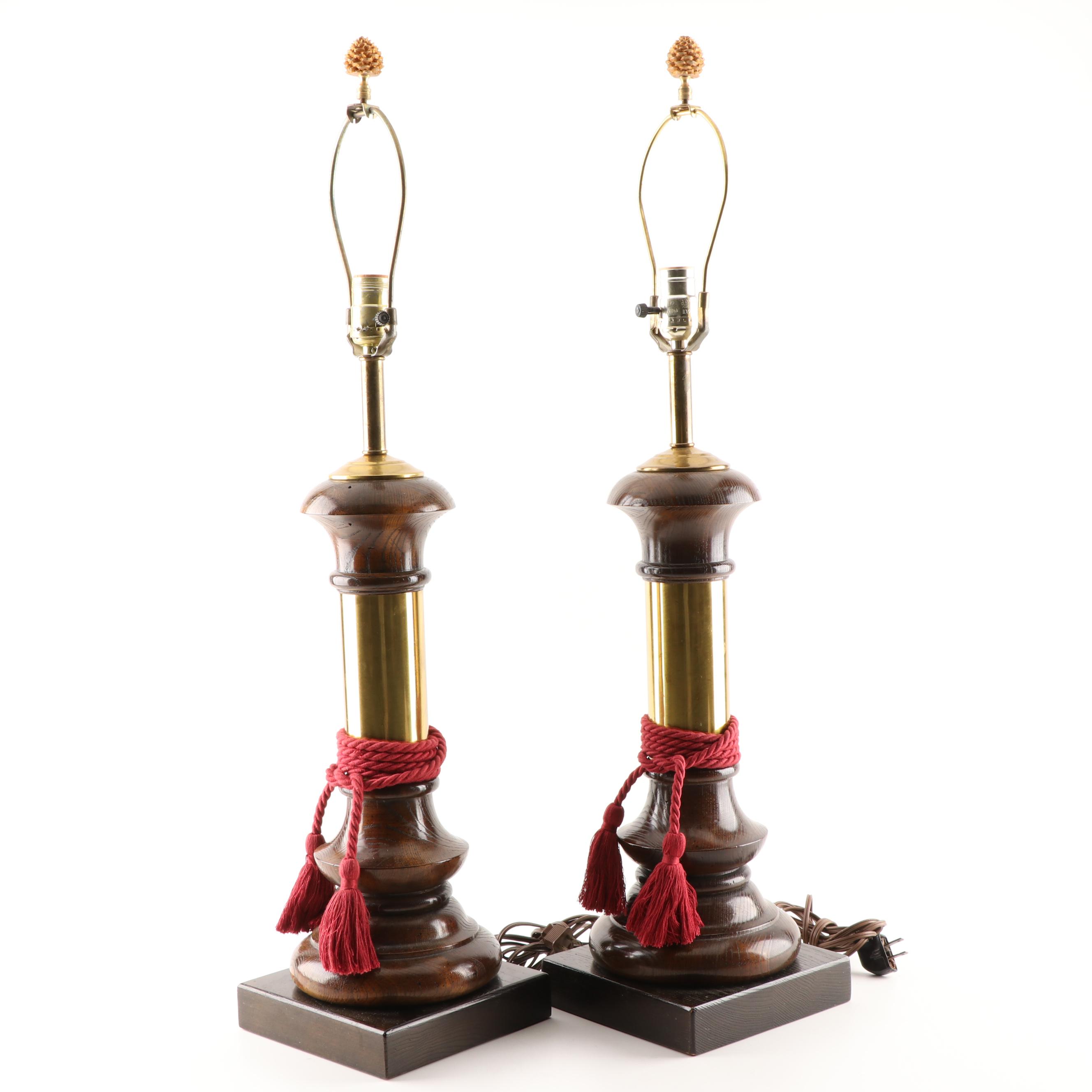 Knob Creek Wood and Brass Table Lamps | EBTH