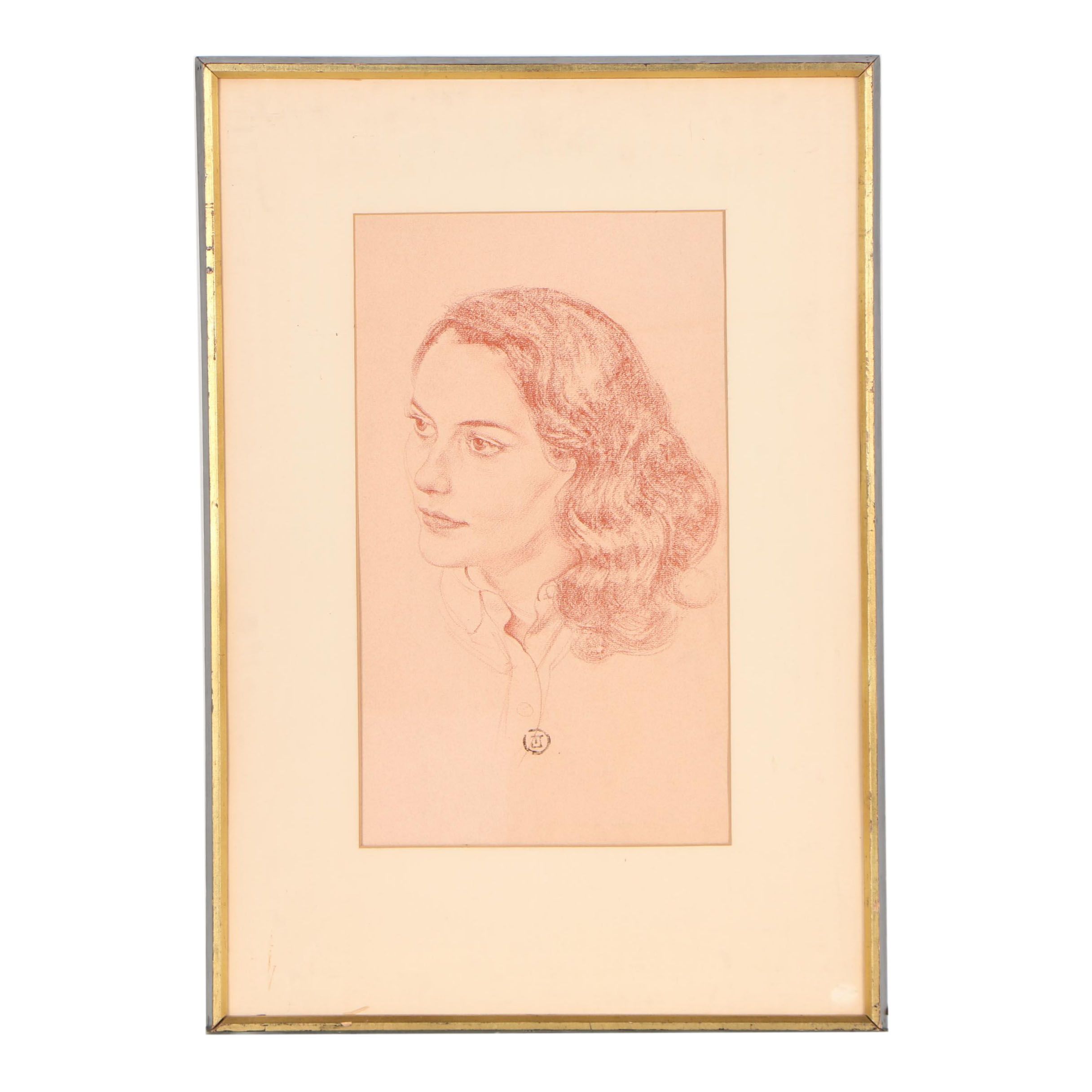 Ted Seth Jacobs Sanguine Drawing "Head of a Girl" | EBTH