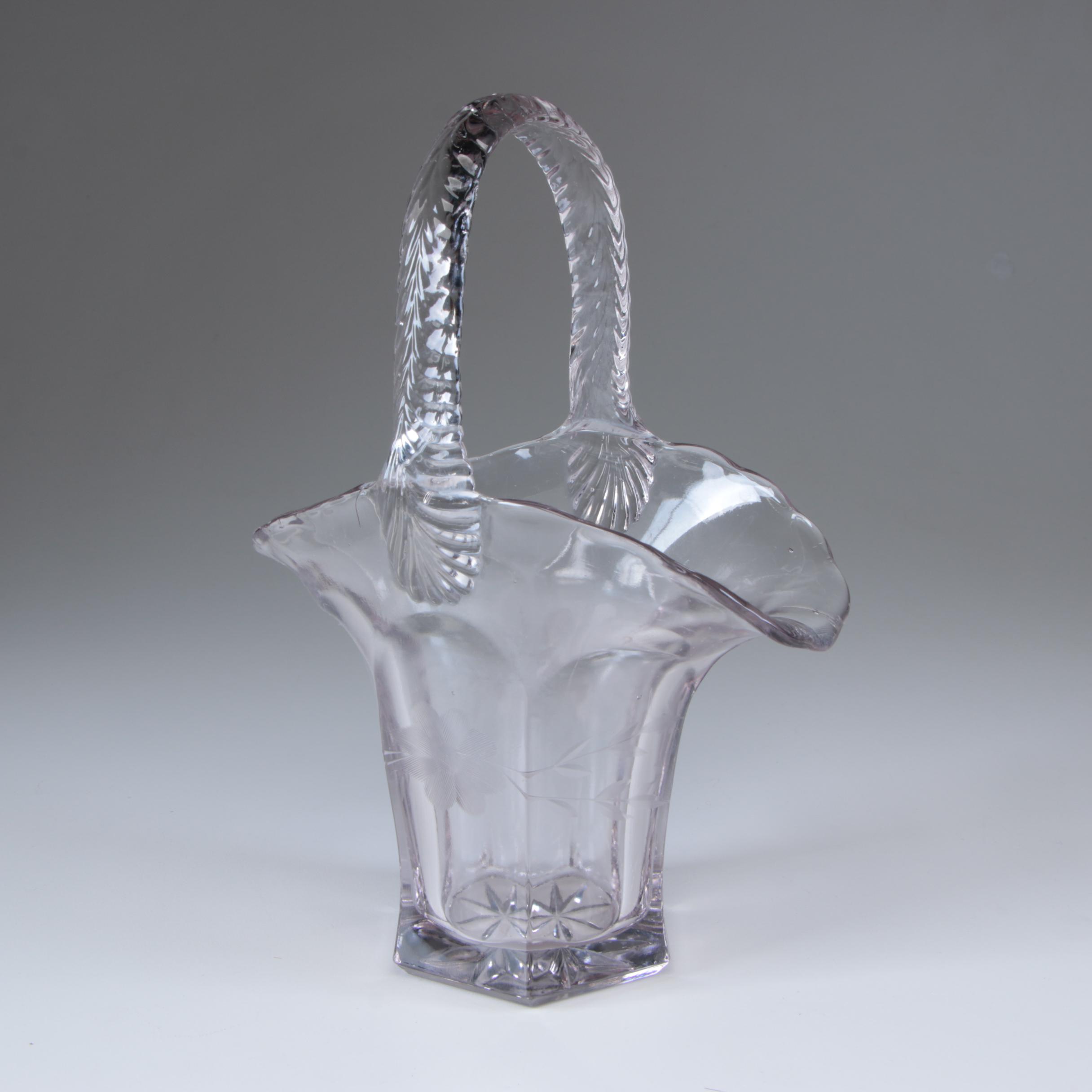 Decorative Etched Glass Basket | EBTH