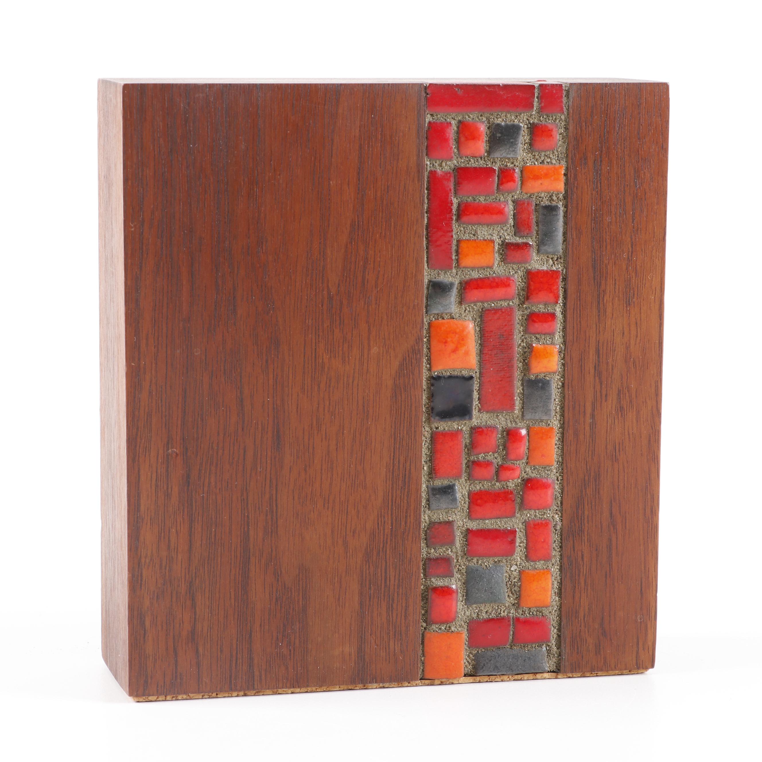 Mid-Century Modern Teak and Mosaic Tile Book Ends | EBTH