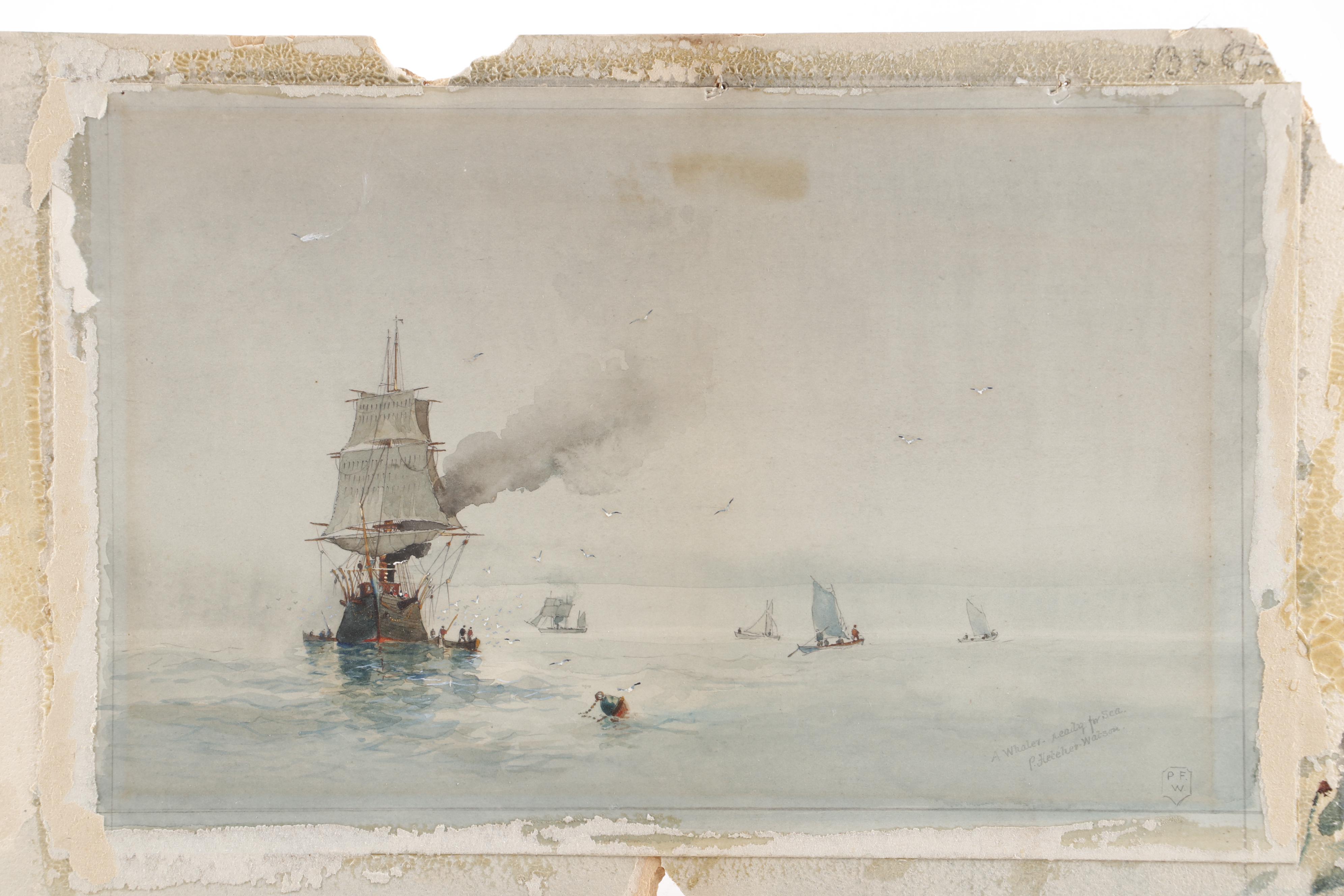 P. Fletcher-Watson Watercolor Painting "A Whaler Ready for Sea" | EBTH
