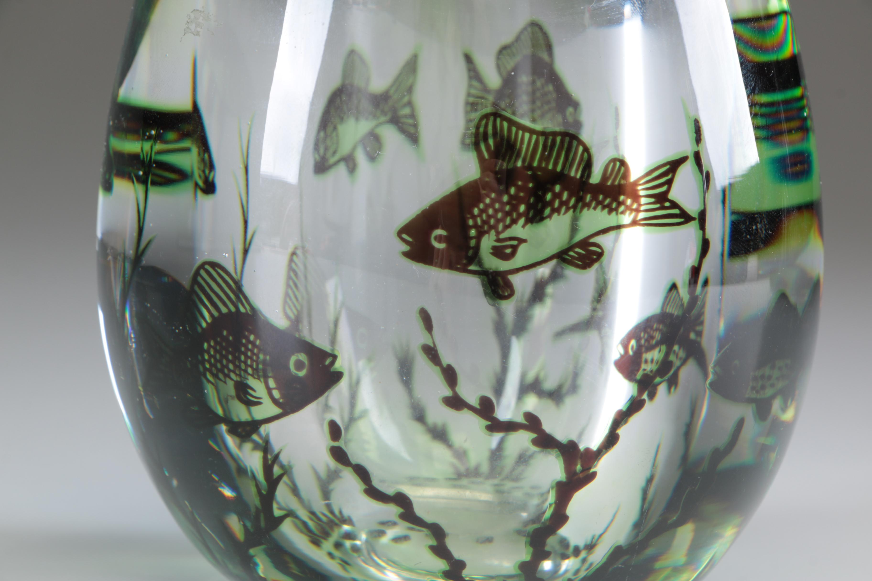 Edward Hald for Orrefors Graal Art Glass Aquarium Vase, Mid-Century | EBTH