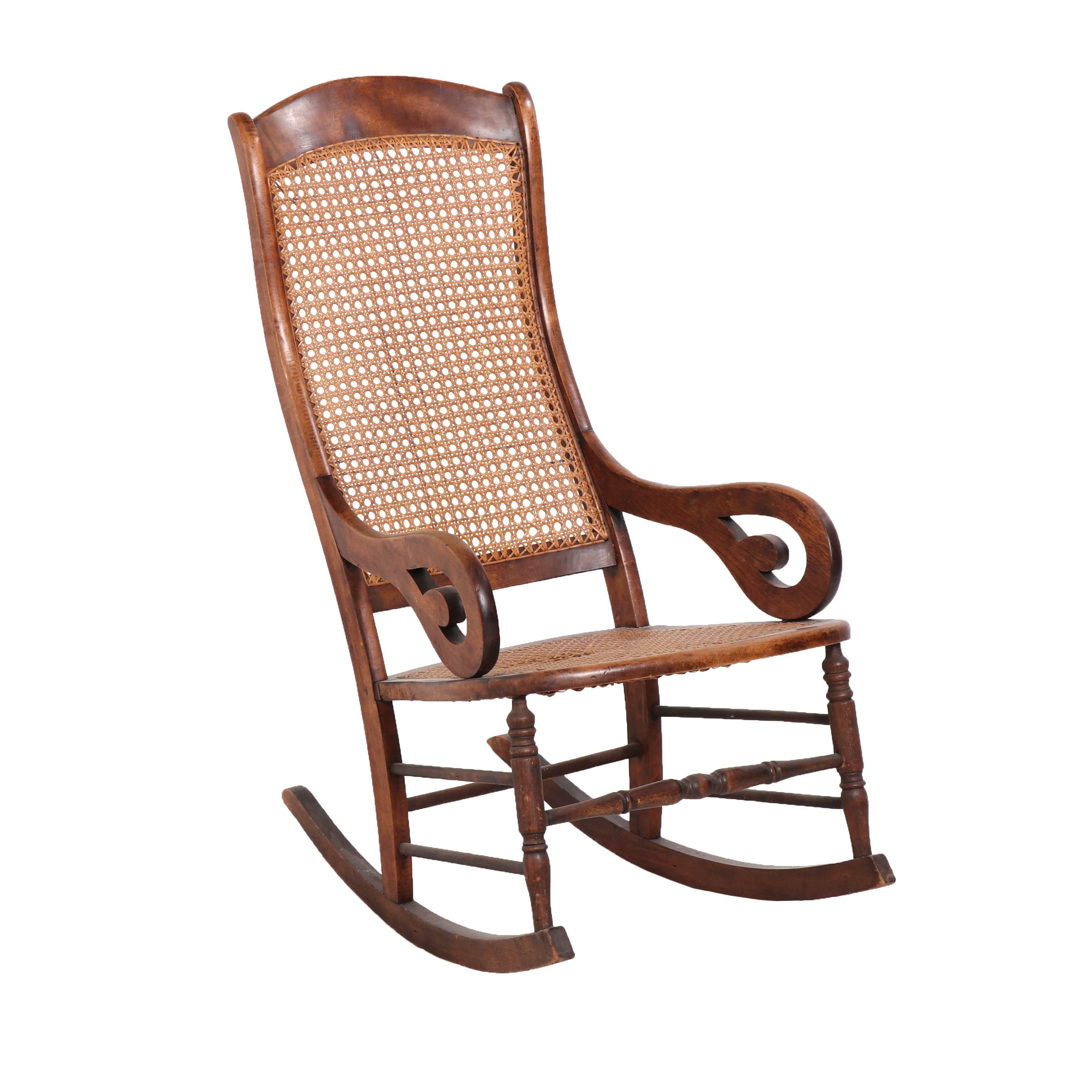 Vintage Wood Cane Back Rocking Chair | EBTH