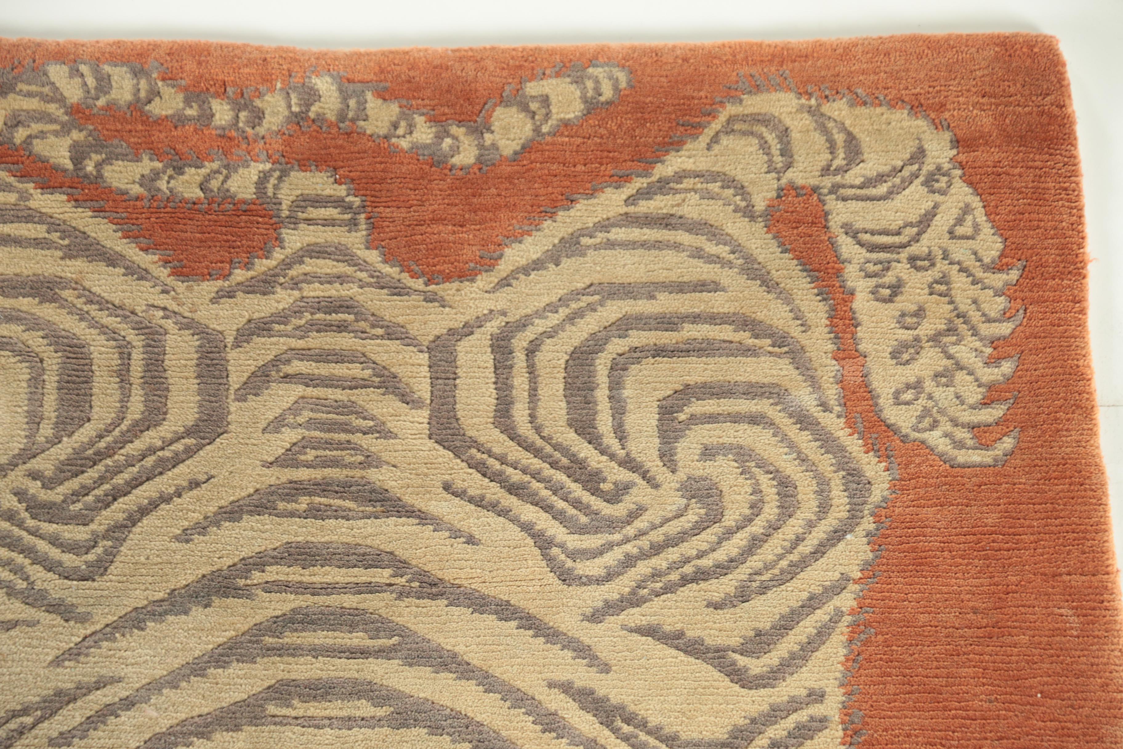 Hand-Knotted Nepalese Pictorial Tiger Wool Area Rug | Everything But ...
