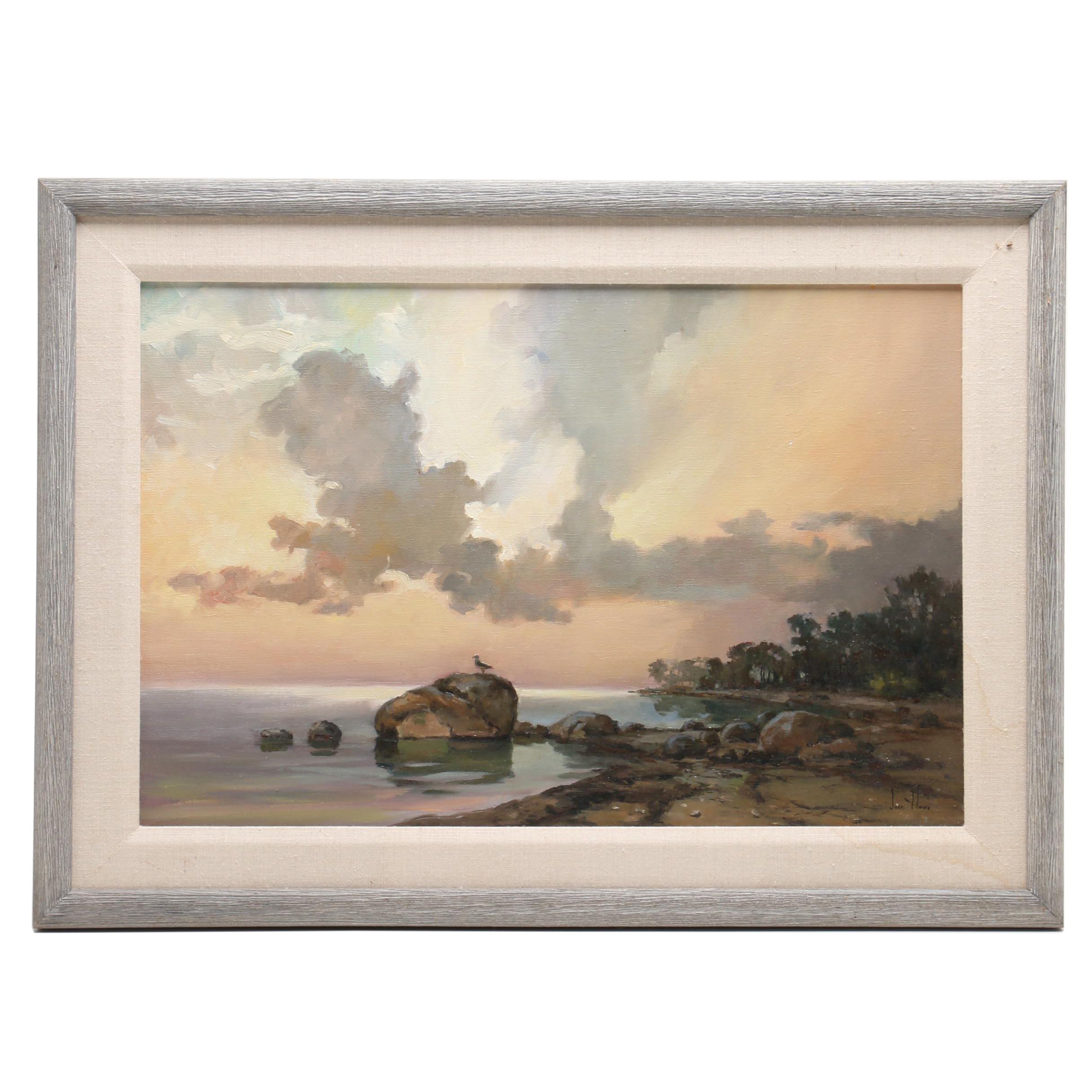 Joan Howe Oil Painting of Shore at Sunset | EBTH