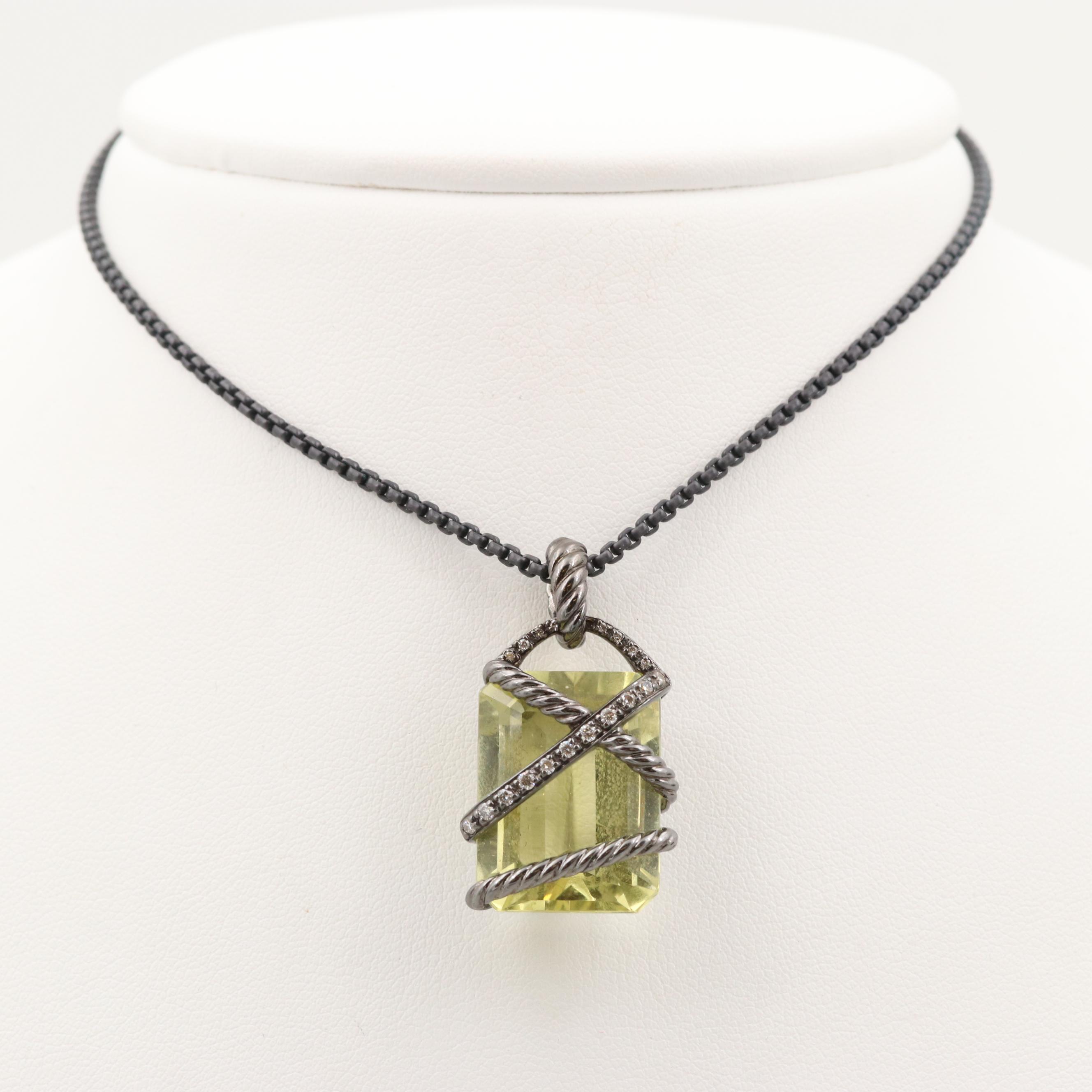 David Yurman "Cable Wrap" Sterling and Titanium Citrine and Diamond ...