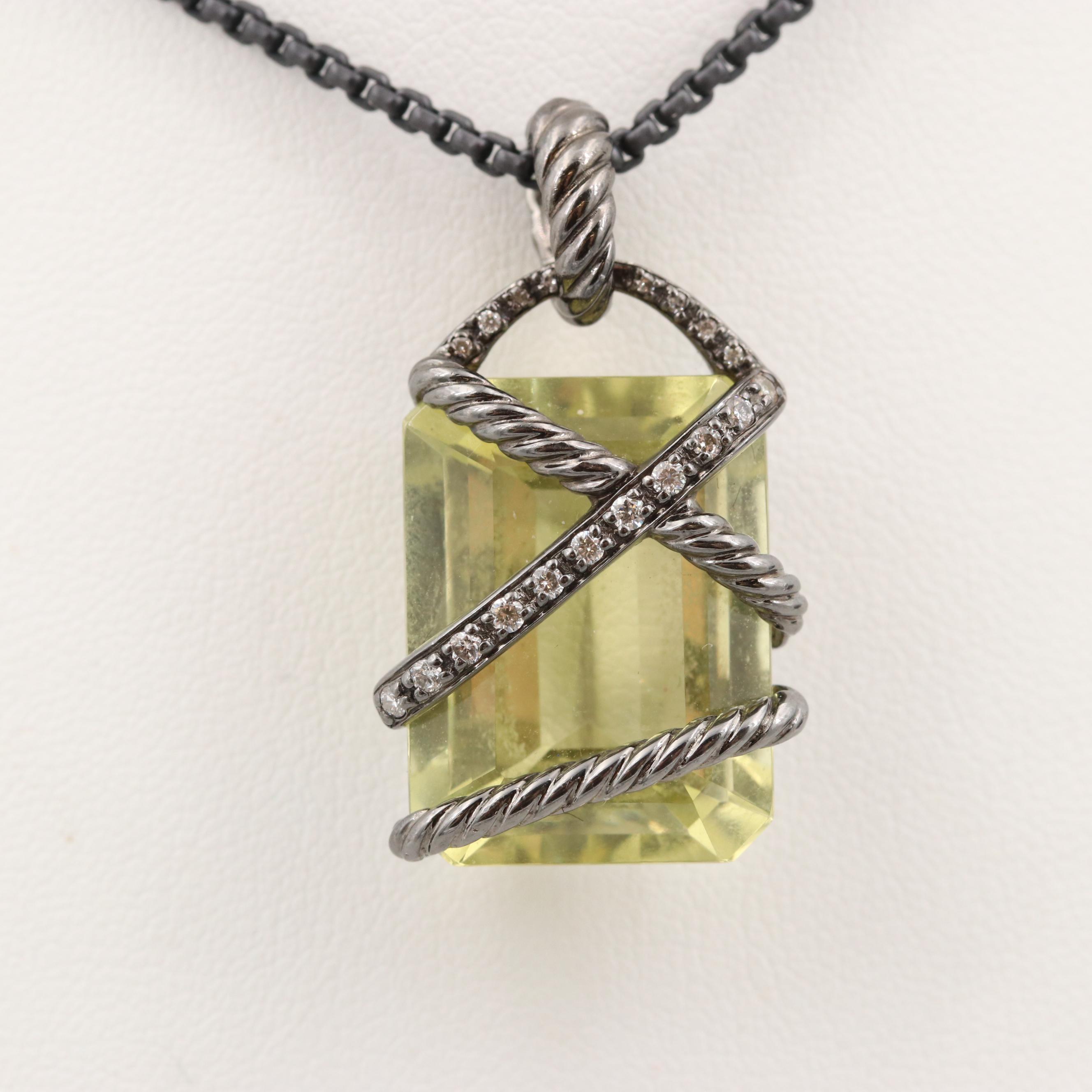 David Yurman "Cable Wrap" Sterling and Titanium Citrine and Diamond ...