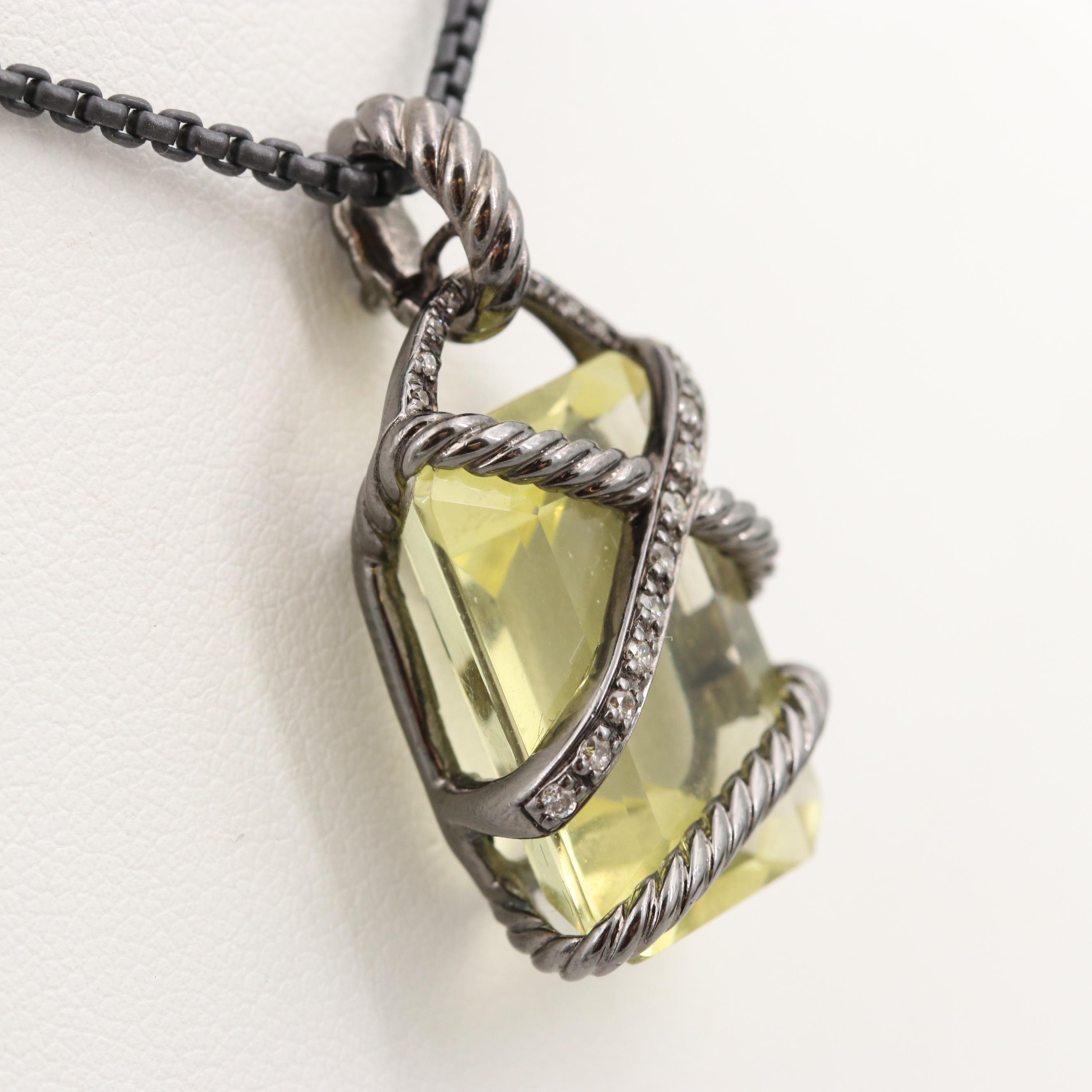 David Yurman "Cable Wrap" Sterling and Titanium Citrine and Diamond ...