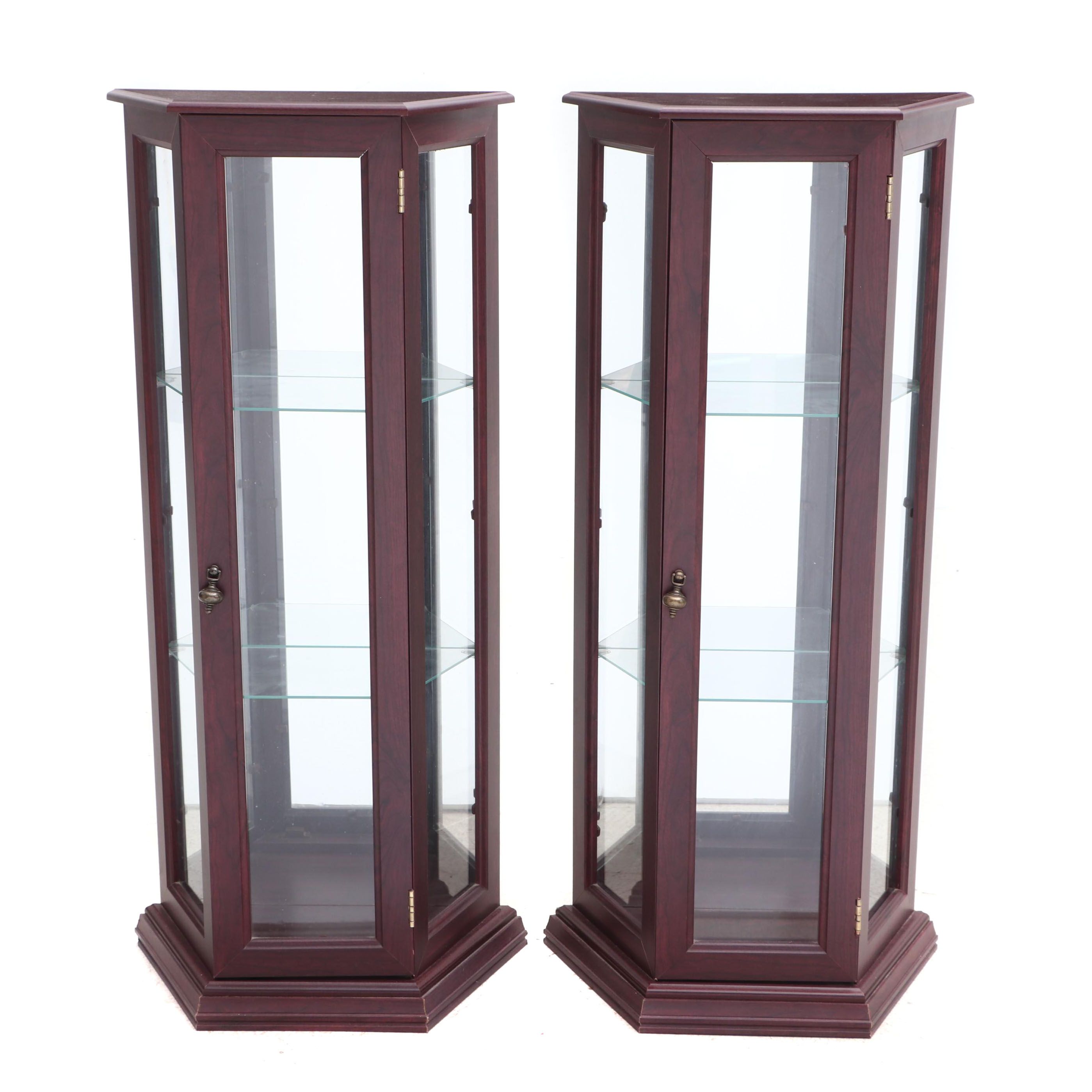Contemporary Cherry Vinyl Veneer Finish Display Cases | EBTH