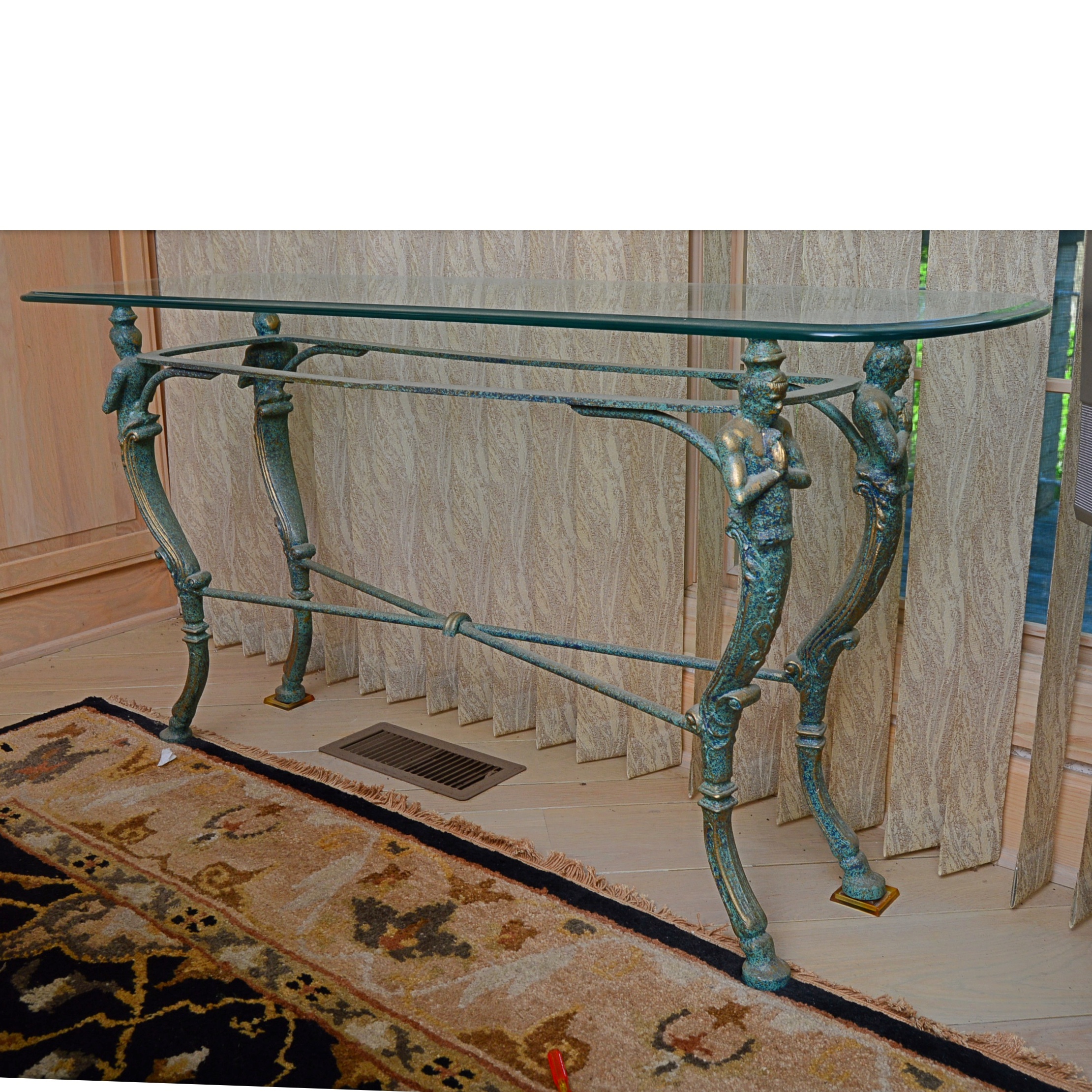 Contemporary Neoclassical Style Verdigris Finish Cast Metal Console ...