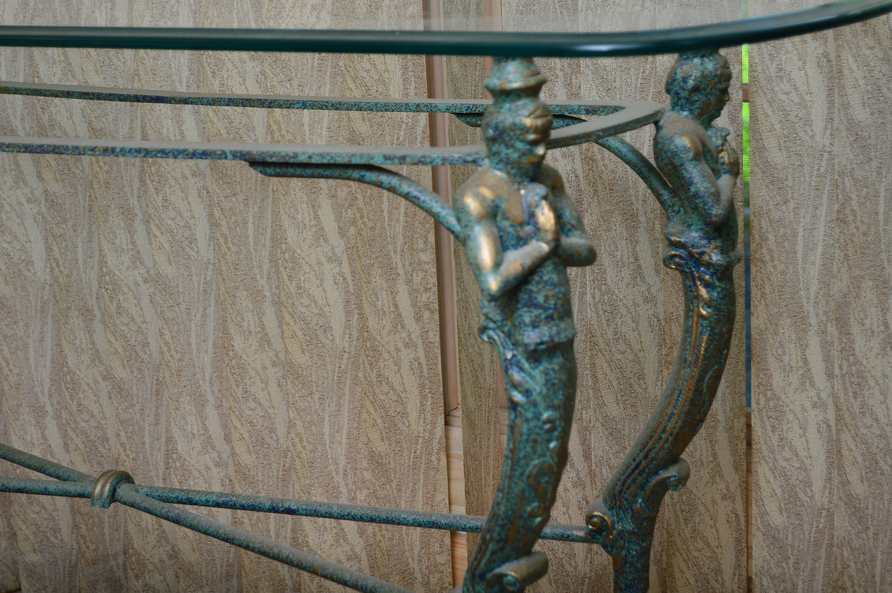 Contemporary Neoclassical Style Verdigris Finish Cast Metal Console ...