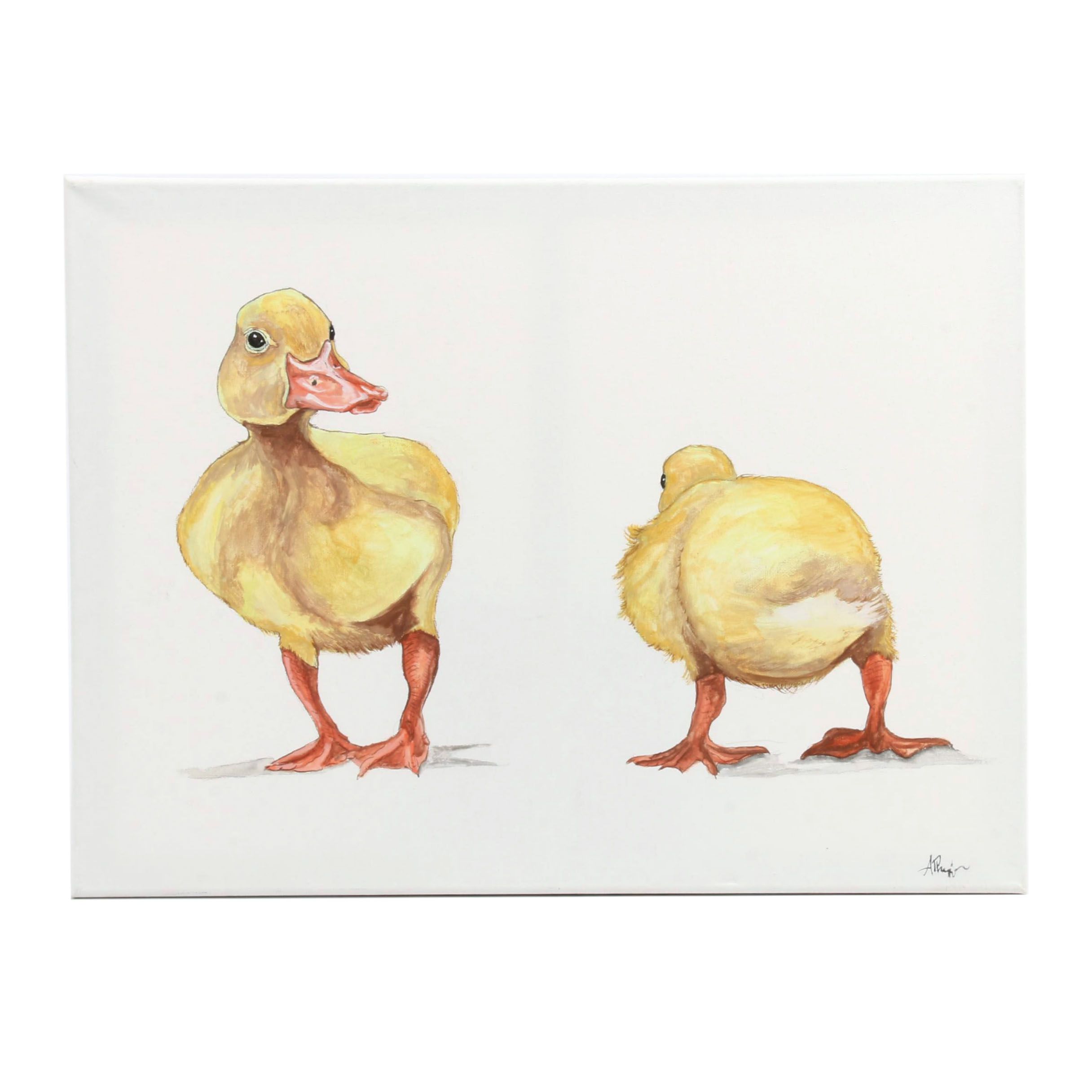 Angela Phipps Acrylic Painting of Ducklings | EBTH