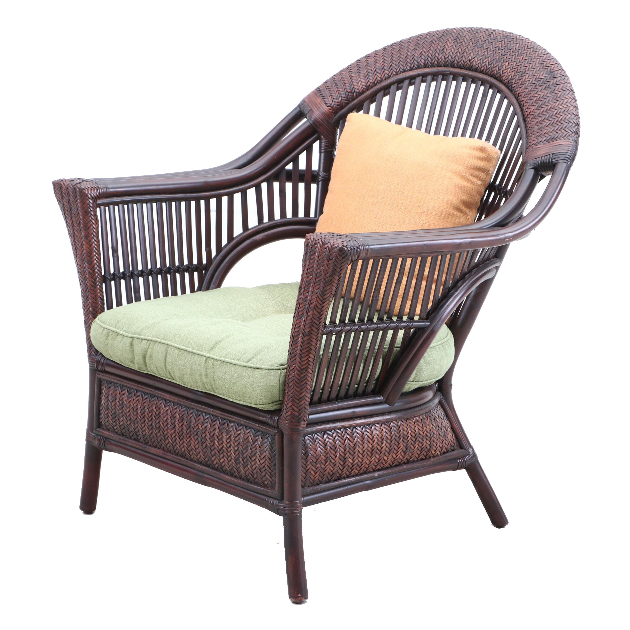 Pier One Woven Rattan Armchair, Contemporary | EBTH