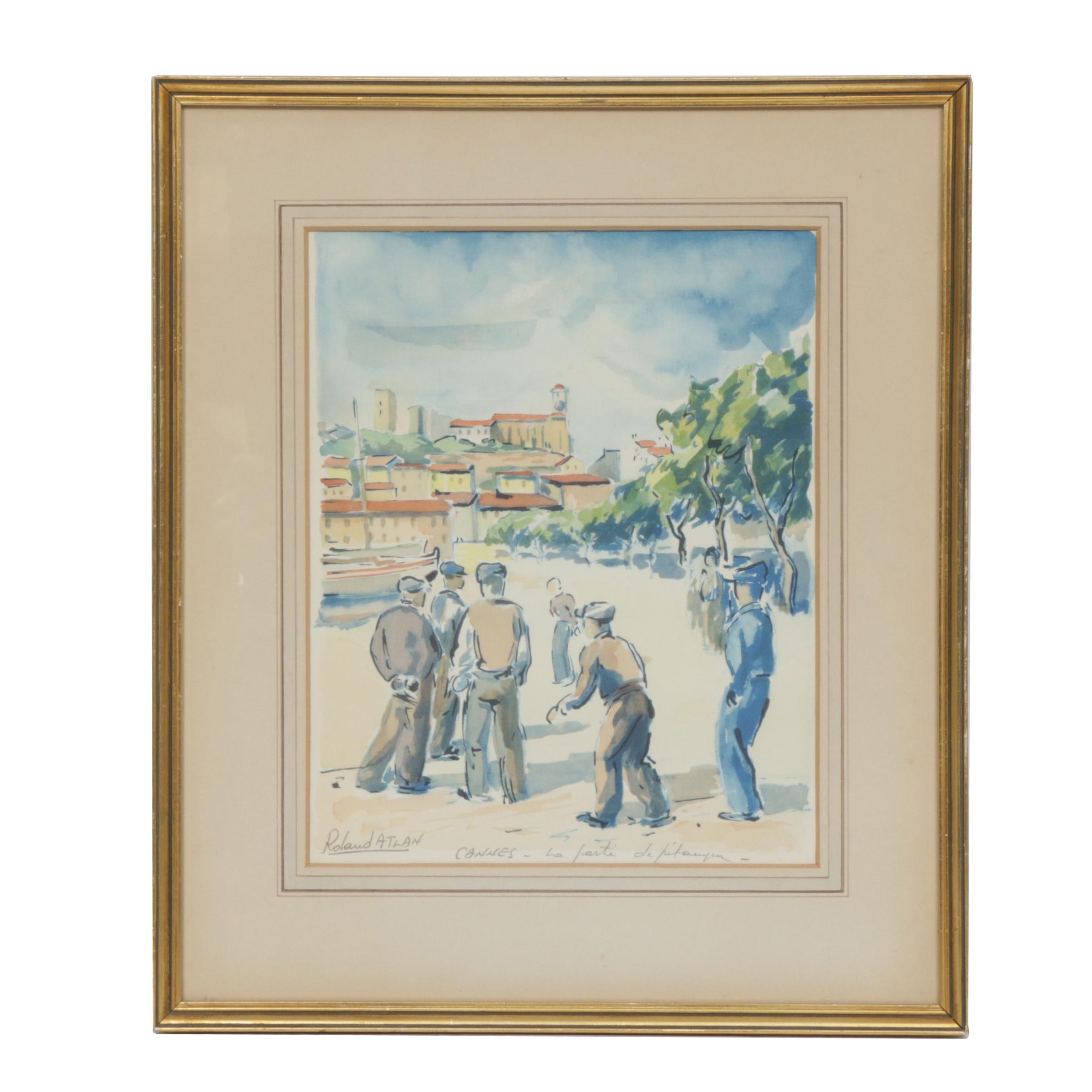 Roland Atlan Watercolor Painting "City of Cannes" | EBTH
