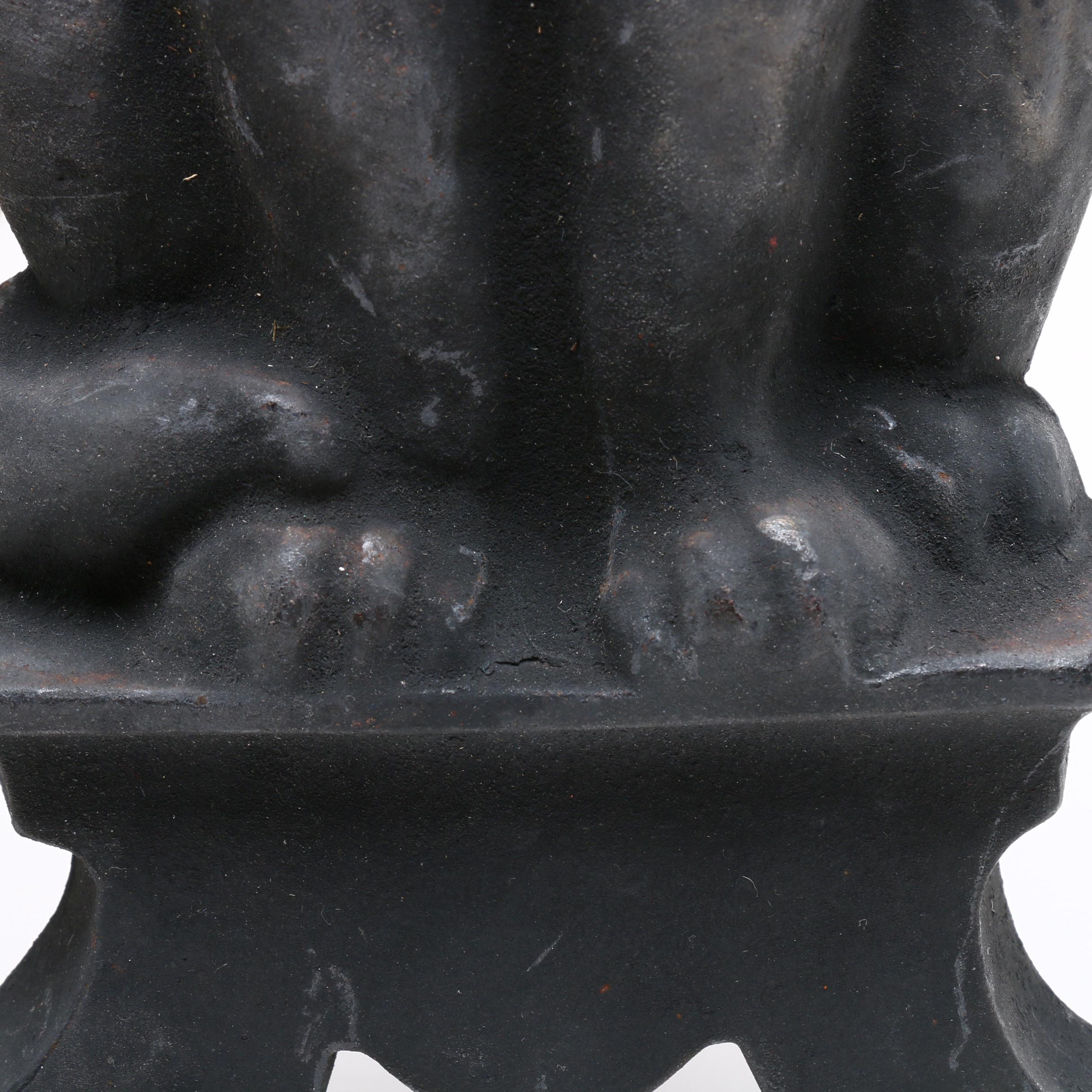 Cast Iron Fireplace Cat Andirons with Yellow Eyes, Early Twentieth ...