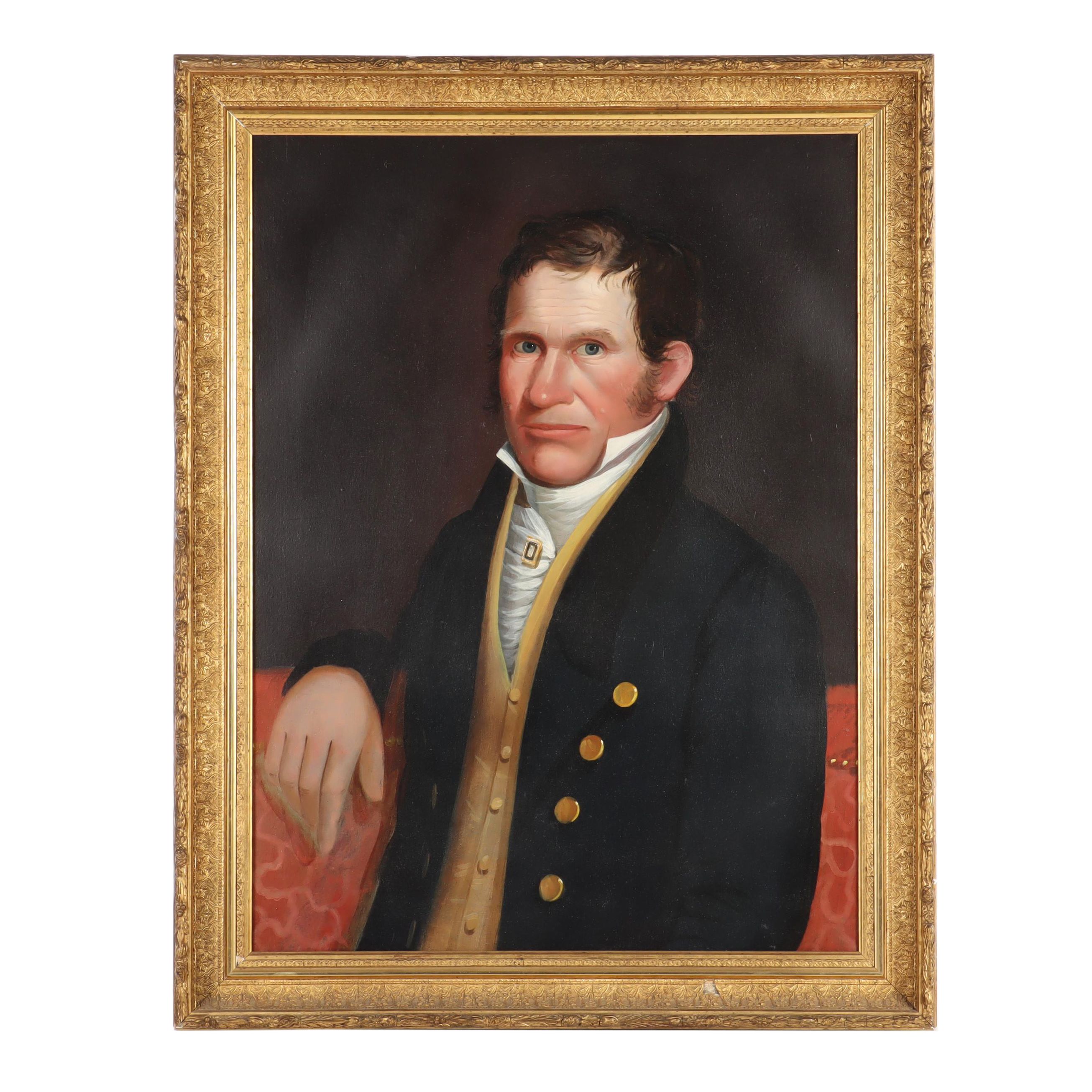 Joseph Greenleaf Cole Gentleman Portrait Oil Painting | EBTH