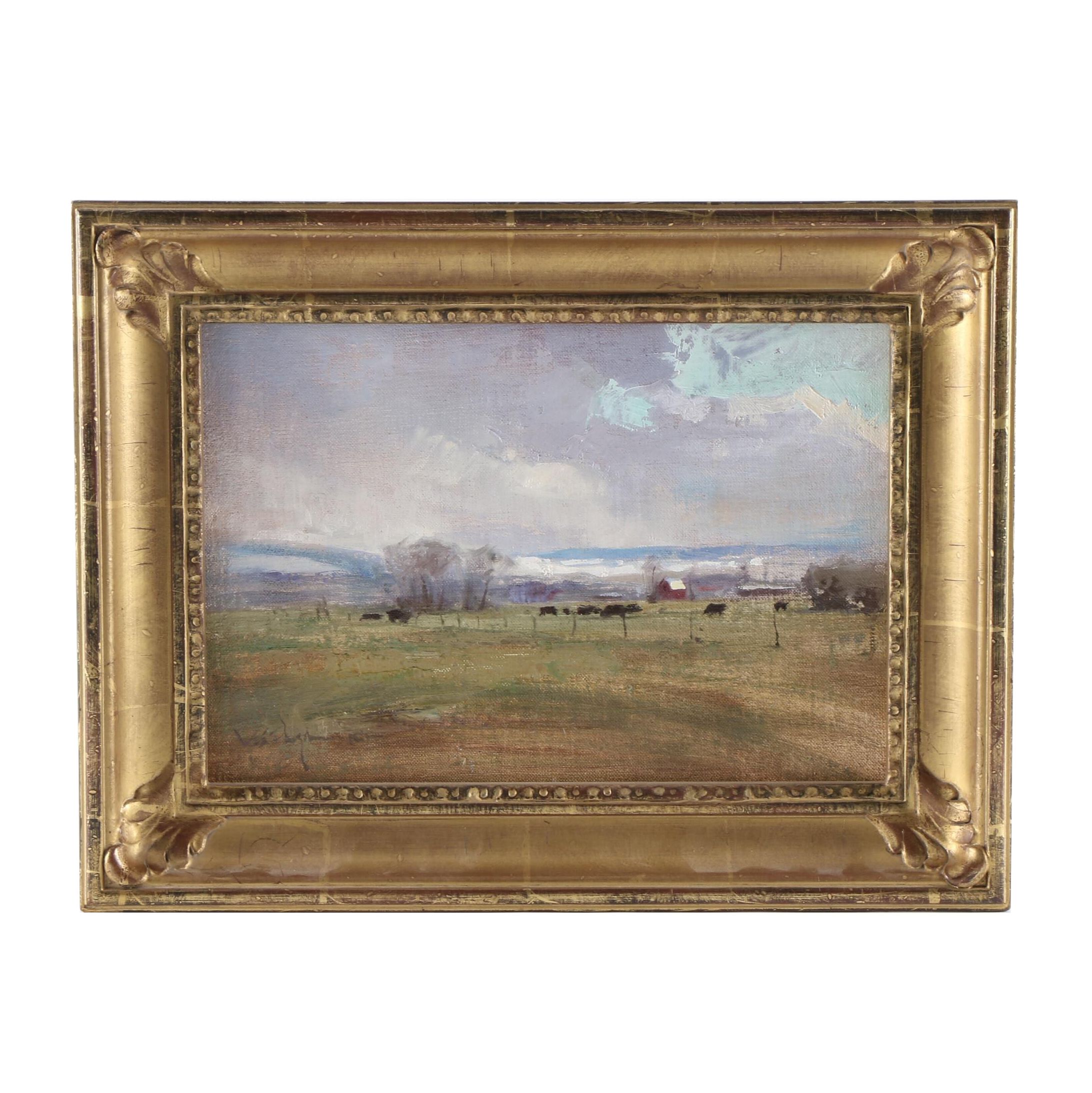 Albin Veselka Pastoral Oil Painting "Farm Scene" | EBTH