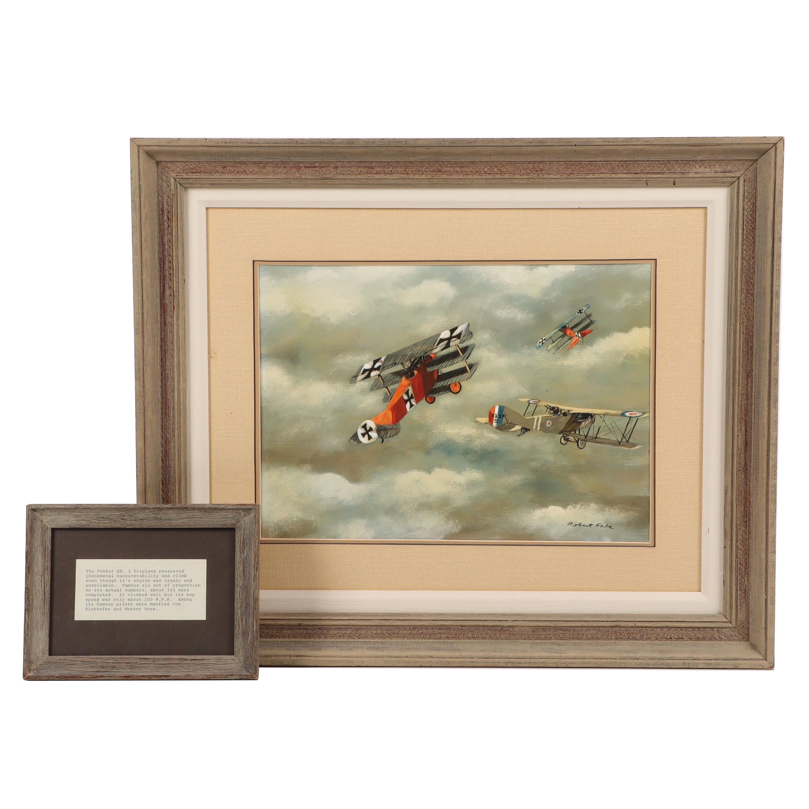 Robert Fabe Acrylic Painting of WWI Aircraft "Fokker DR. I Triplane" | EBTH