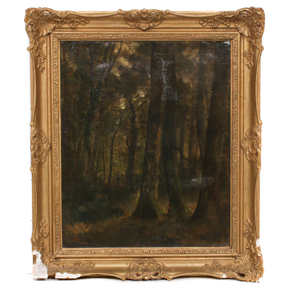 Octavius Thomas Clark Forest Landscape Oil Painting | EBTH