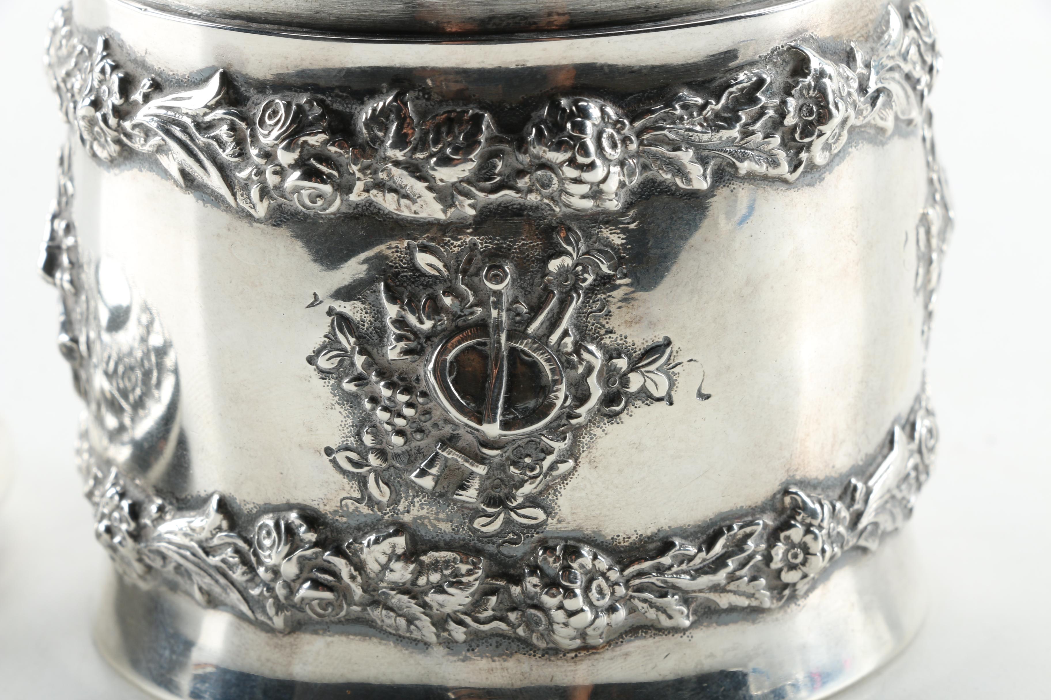 Tiffany & Co. Repoussé Sterling Silver Tea Caddy with Cherub Motif, 1892 - 1902 | Everything But ...